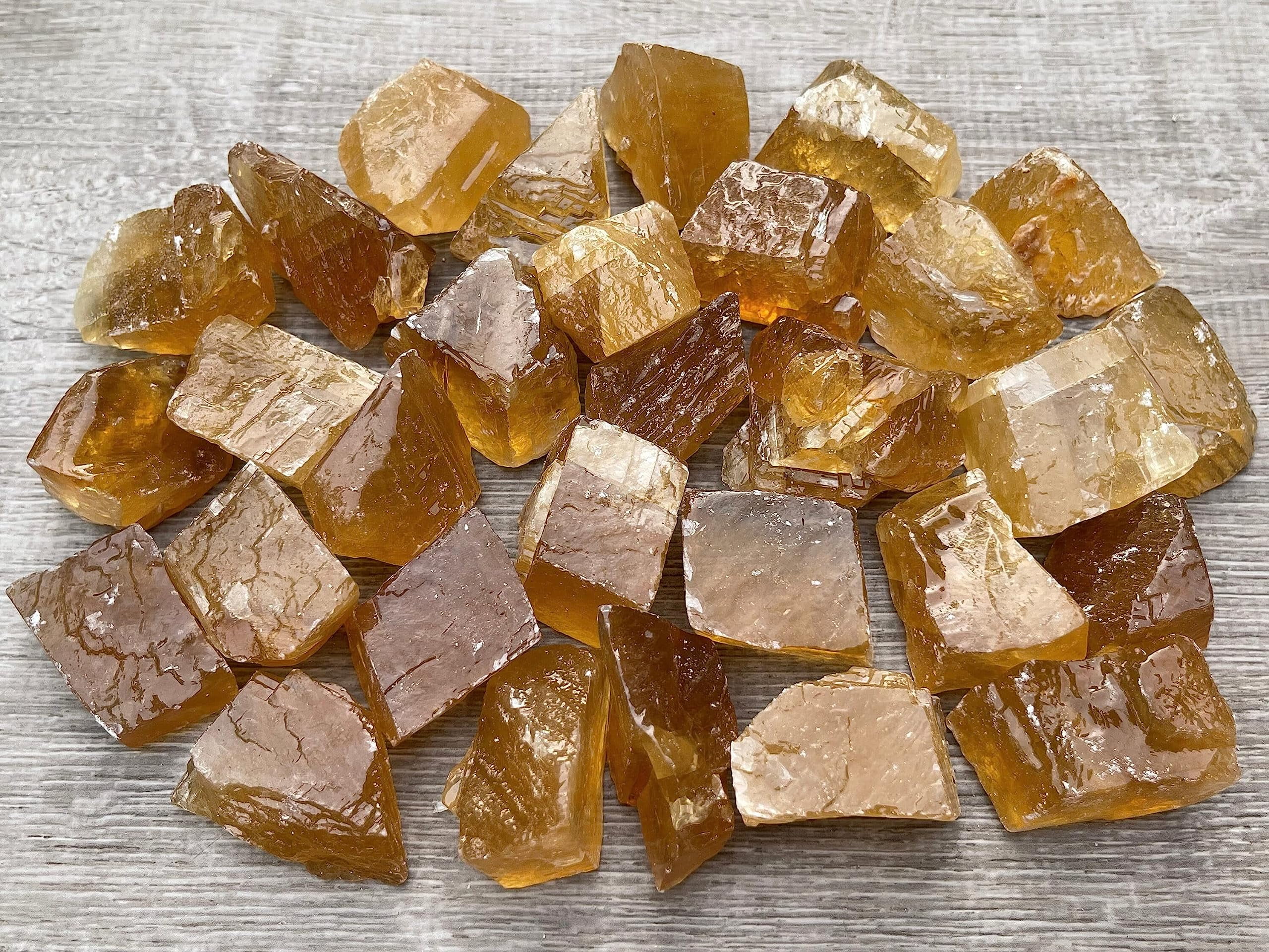 Calcite Rough Natural Stones, Raw Calcite Crystals (Honey Calcite, 3 ...