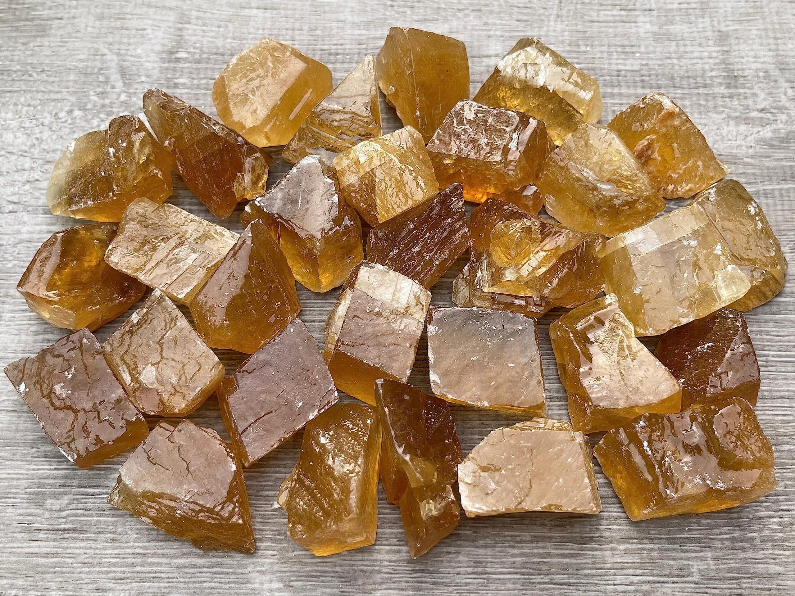 Calcite Rough Natural Stones, Raw Calcite Crystals (Honey Calcite, 5 ...