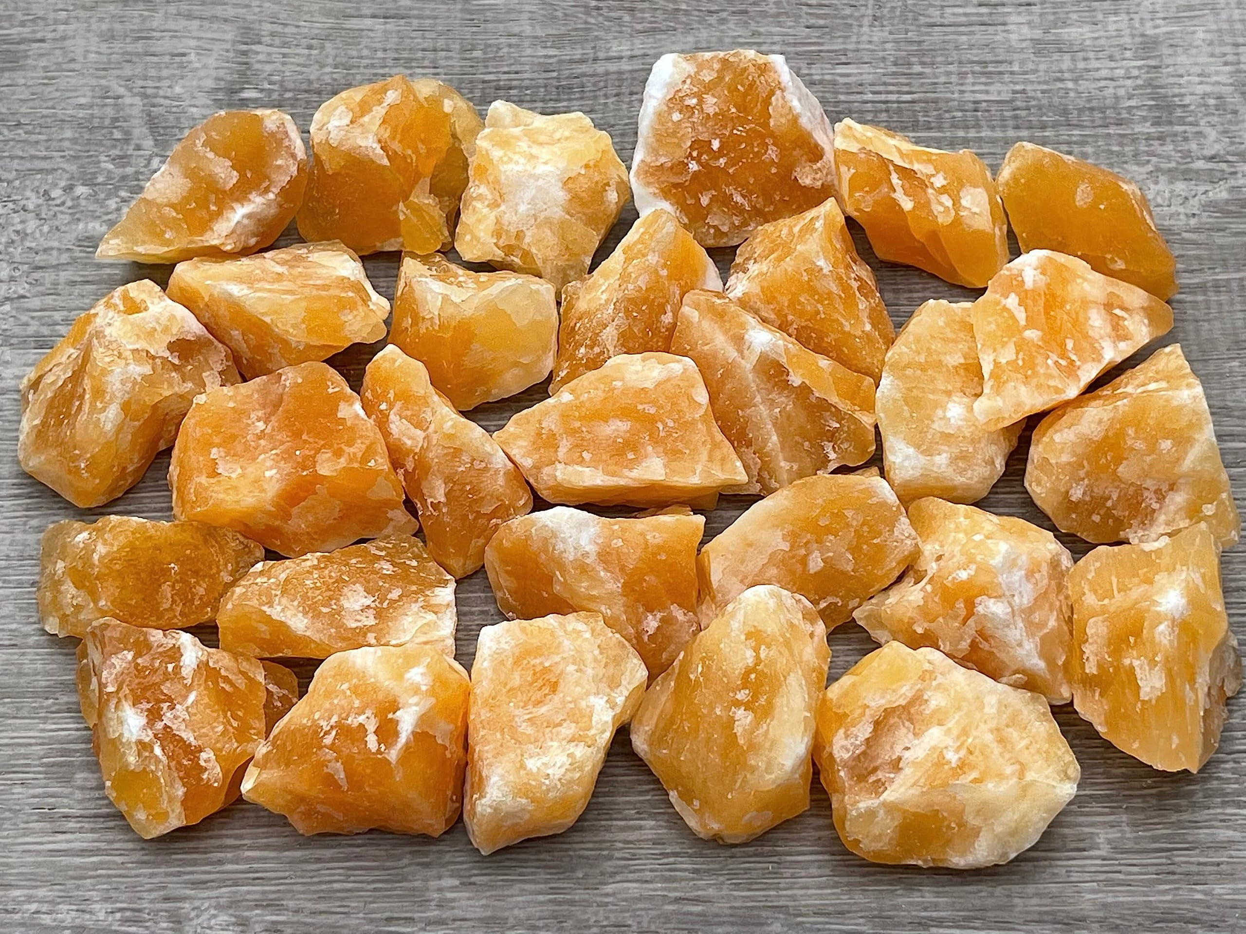 Calcite Rough Natural Stones, Raw Calcite Crystals (Orange Calcite, 3 ...