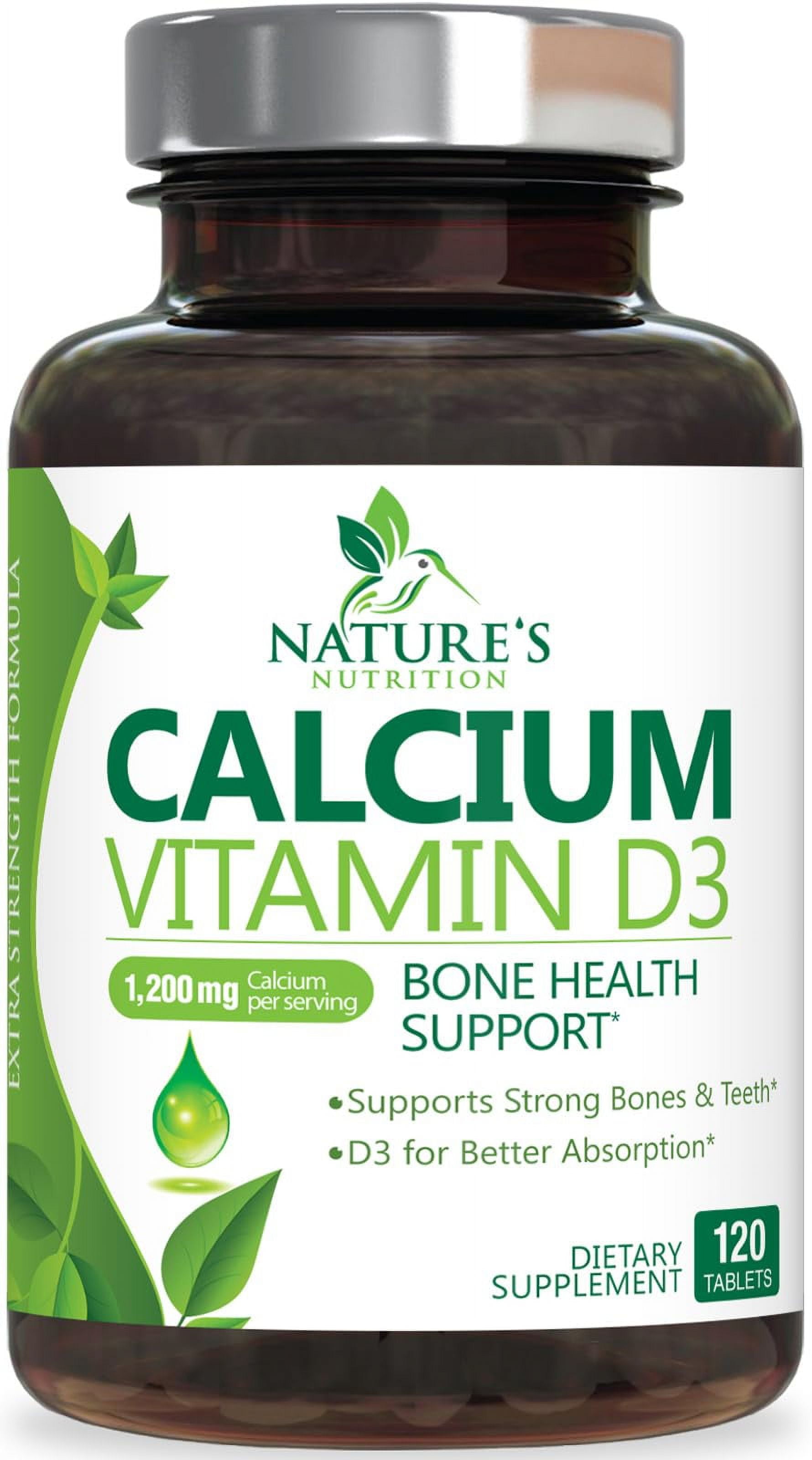 Nature's Calcium 1200mg + Vitamin D3 800 IU - Bone & Immune Support ...