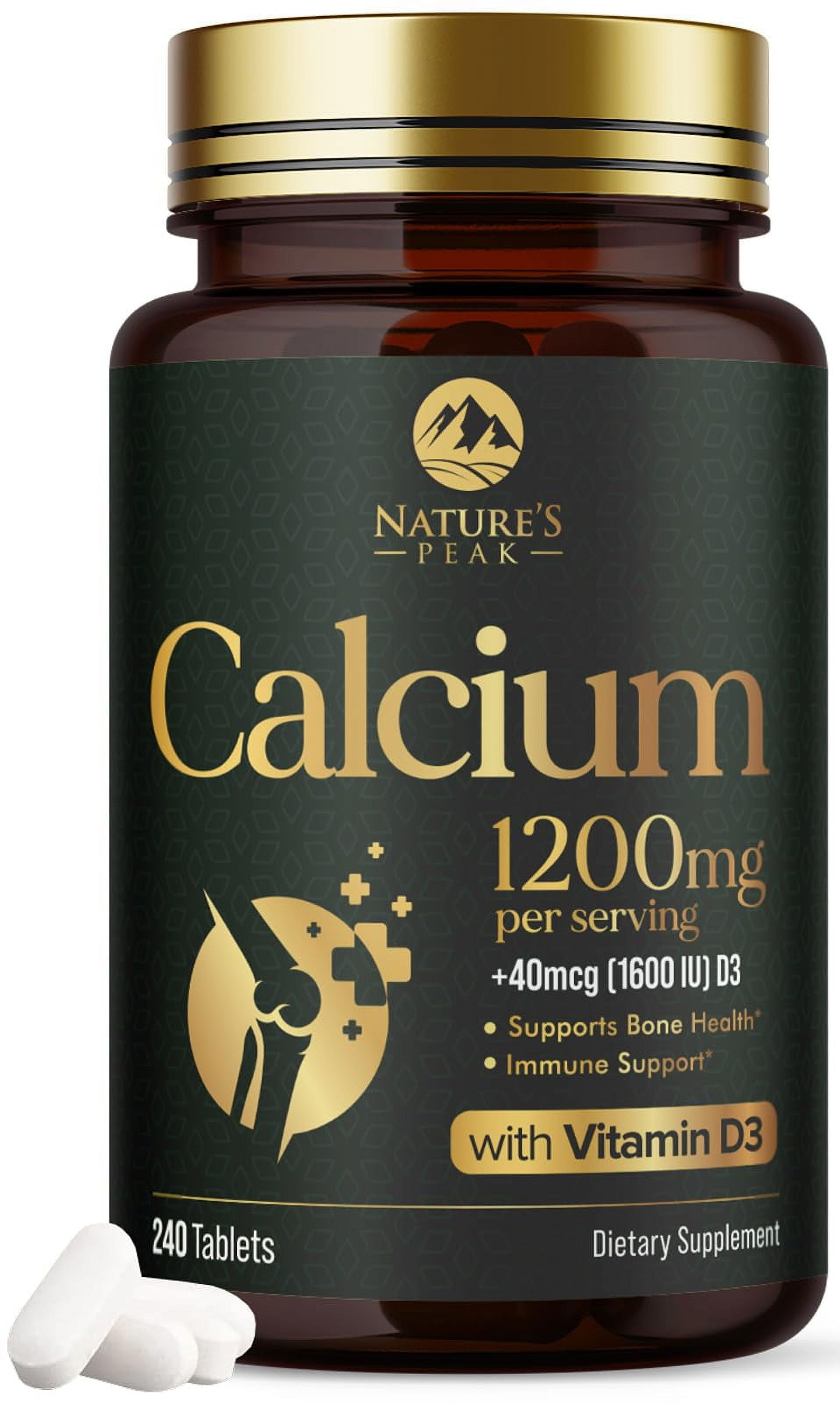 Calcium 1200 mg with Vitamin D3, Calcium Supplement Vitamins, Bone ...
