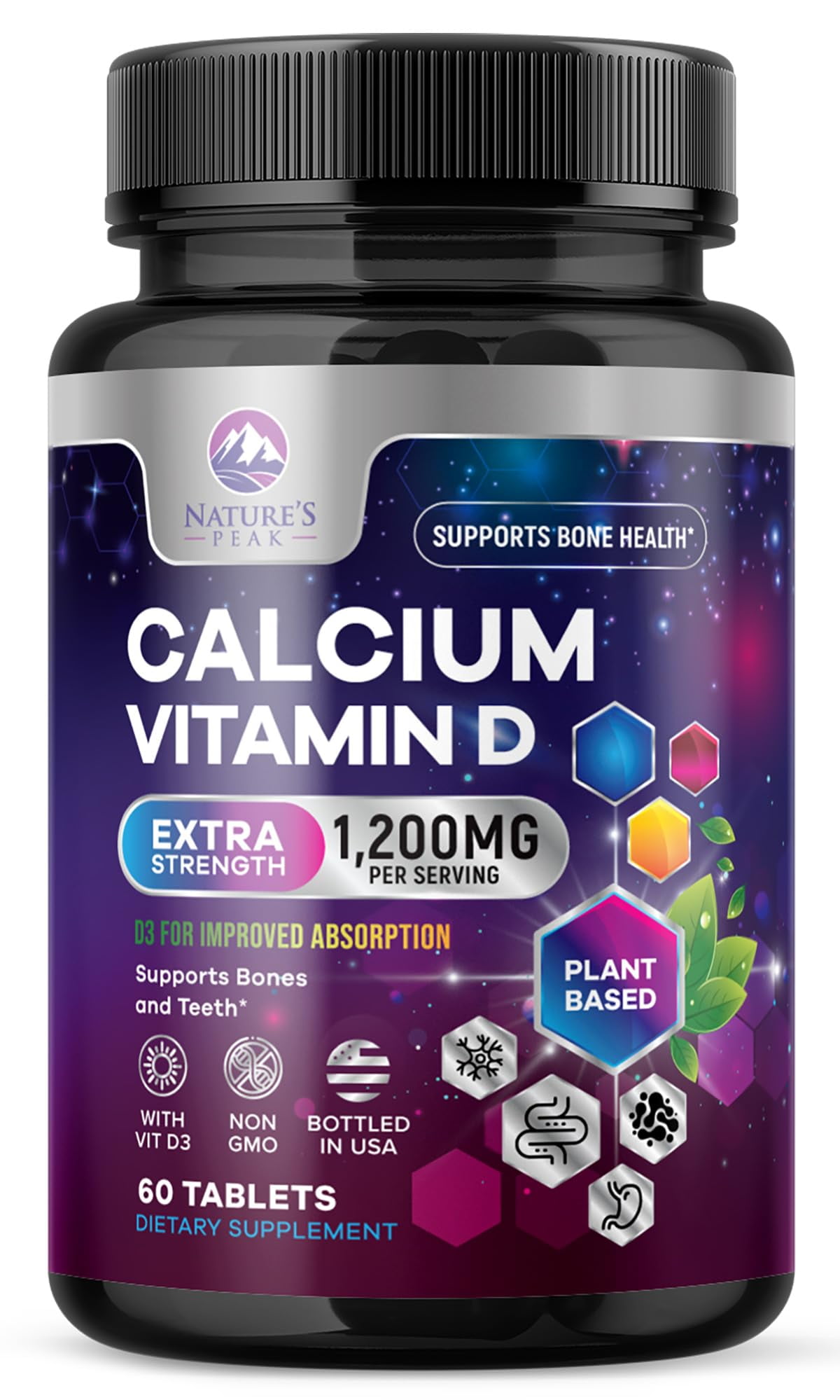 Calcium 1200 mg with Vitamin D3, Calcium Supplement Vitamins, Bone ...