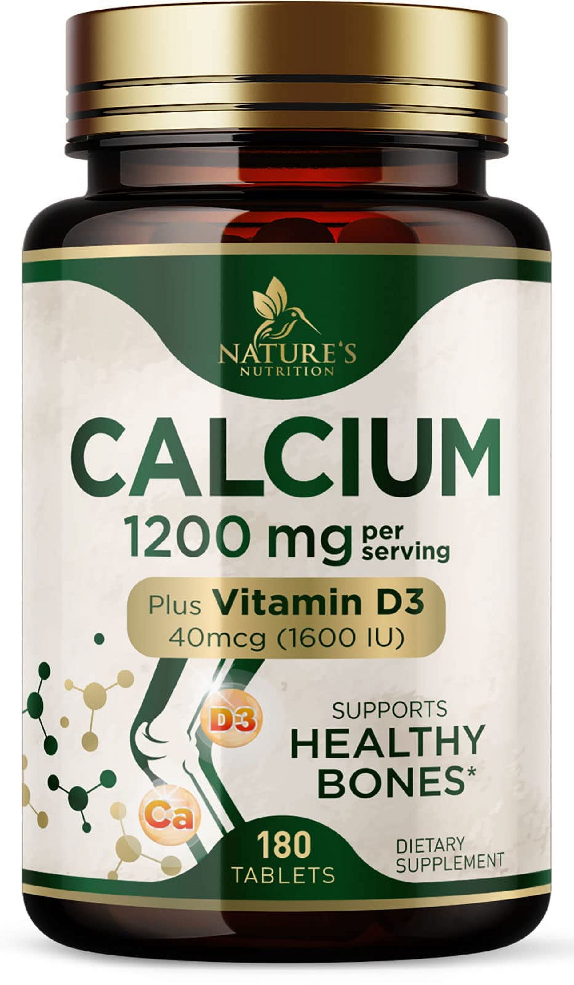 Calcium 1200 mg with Vitamin D3, Calcium Supplement Vitamins, Supports ...