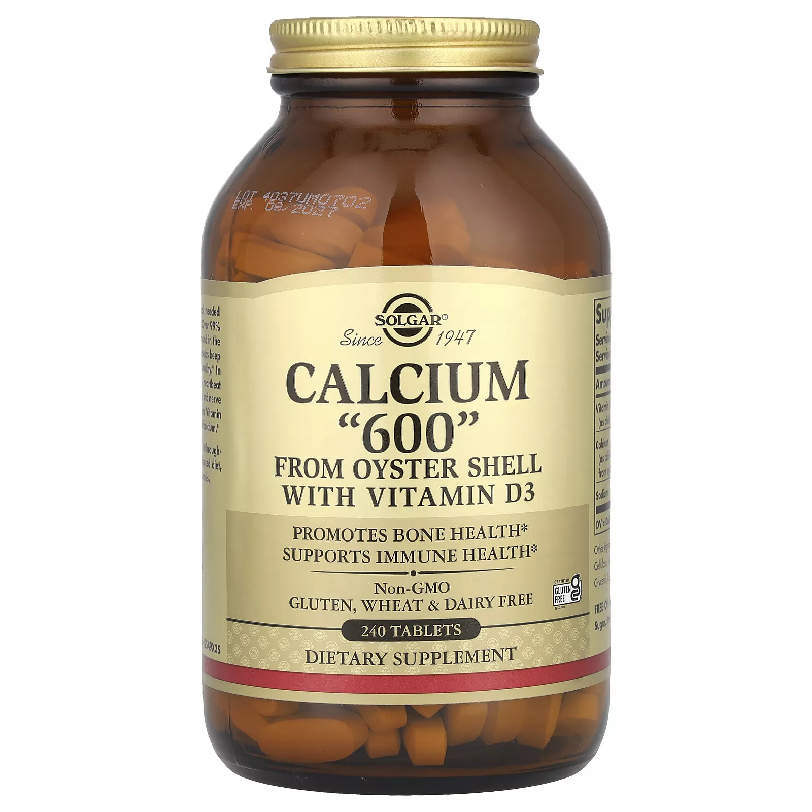 Calcium_"600"_From_Oyster_Shell_With_Vitamin_D3,_240_Tablets - Walmart.com