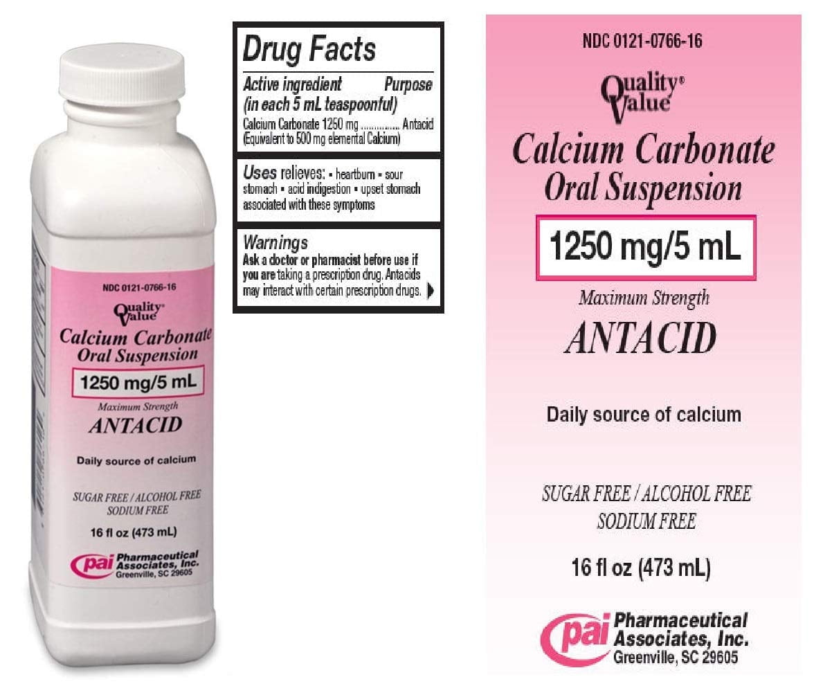PHARMACEUTICAL ASSOC INC Calcium Carbonate Oral Suspension 1250mg/5ml ...