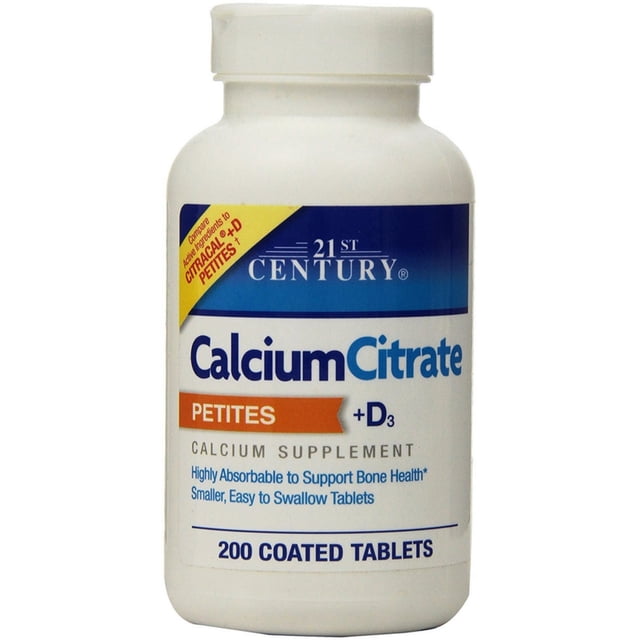 Calcium Citrate + D3 Petites Coated Tablets 200 ea - Walmart.com
