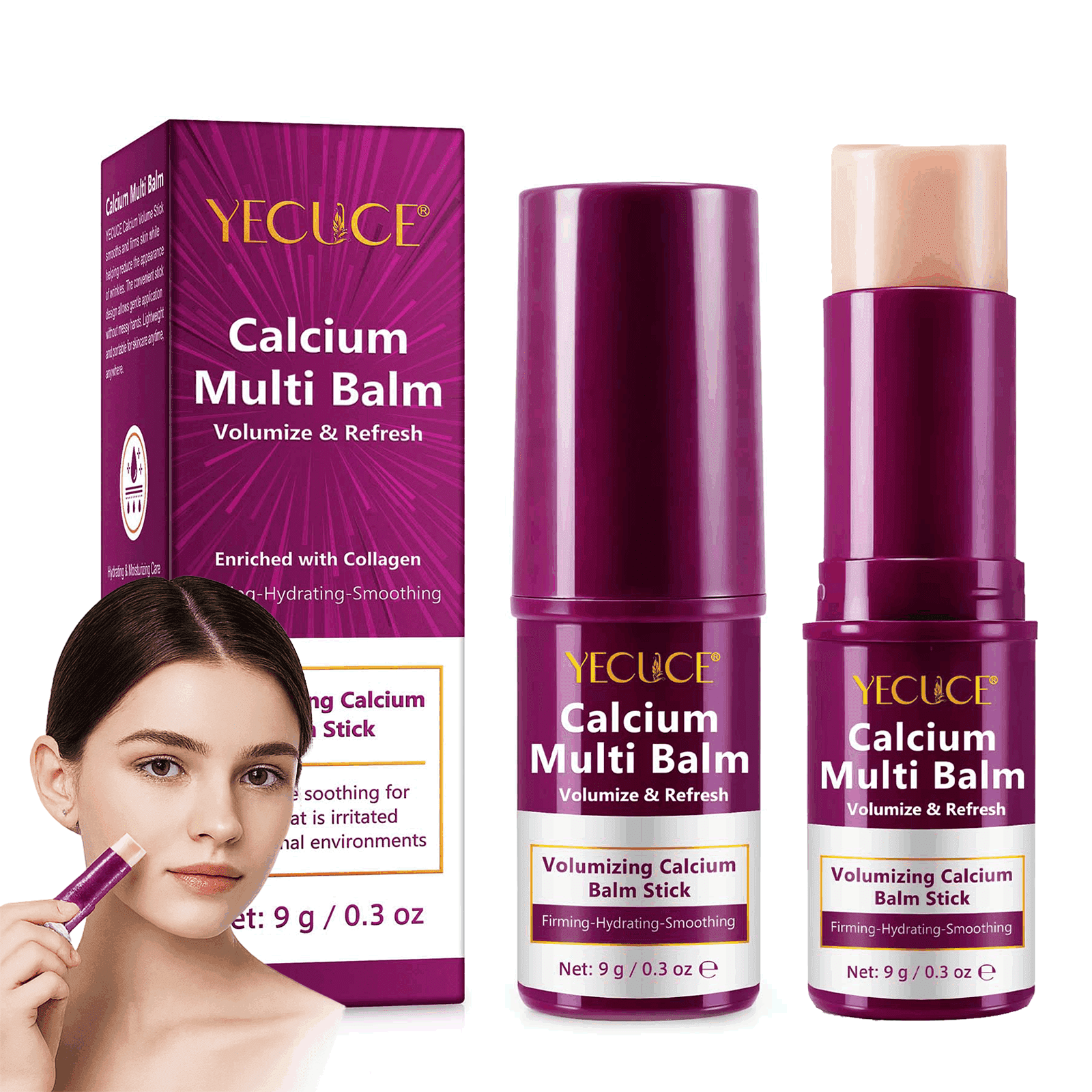 Calcium Collagen Balm Stick, Volumizing, Hydrating & Skin-Smoothing ...