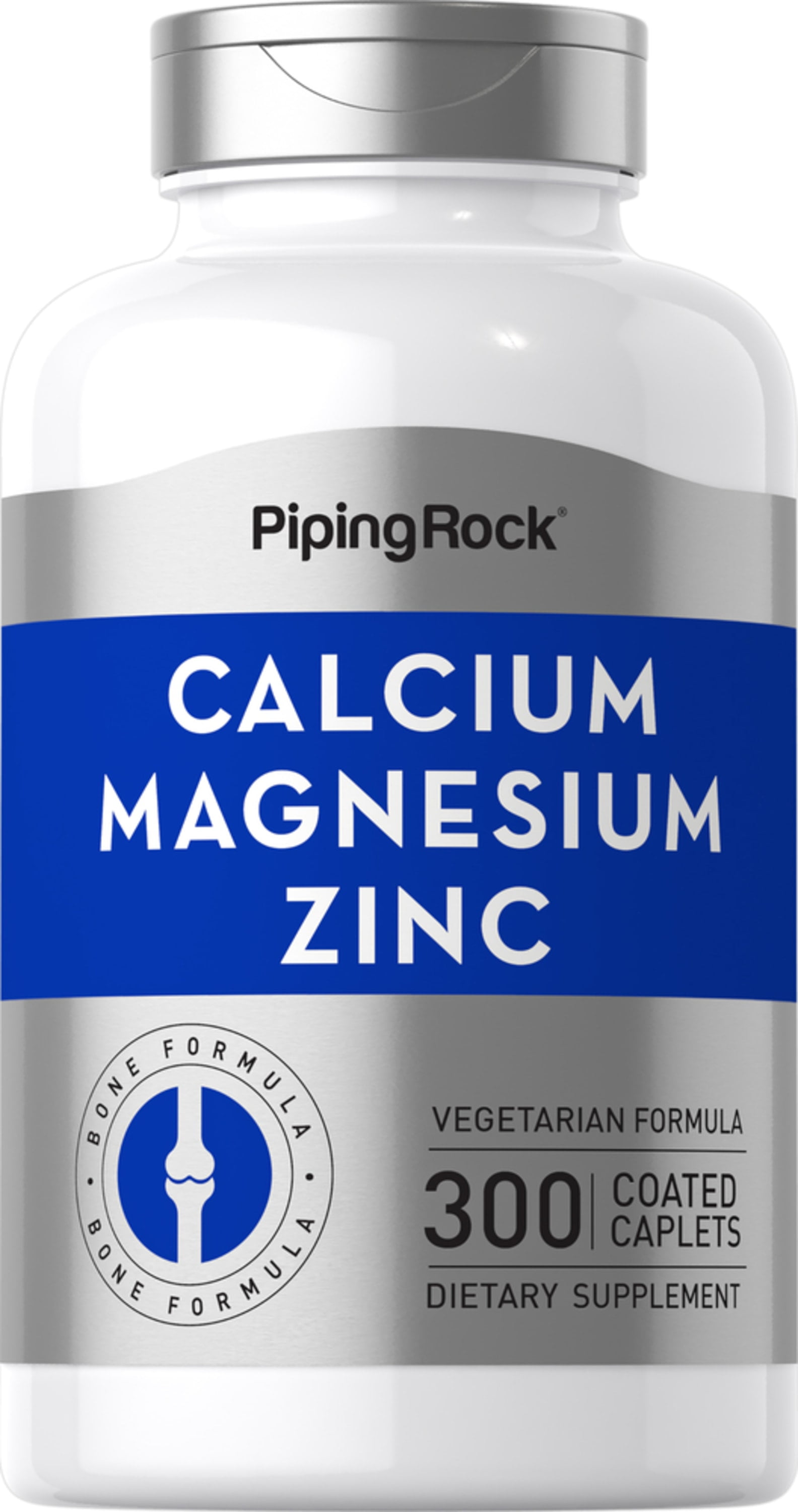 Piping Rock Calcium Magnesium Zinc Supplement, 300 Coated Caplets for ...