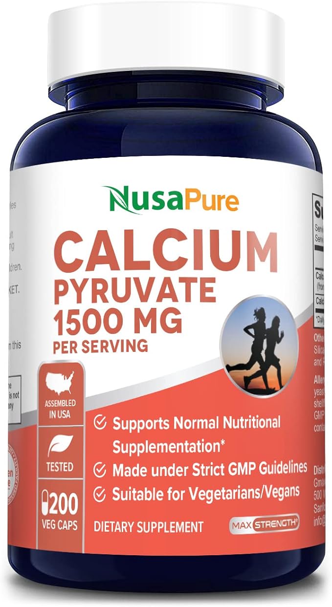 Calcium Pyruvate 1500mg 200 Vegetarian Caps (Non-GMO & Gluten Free ...