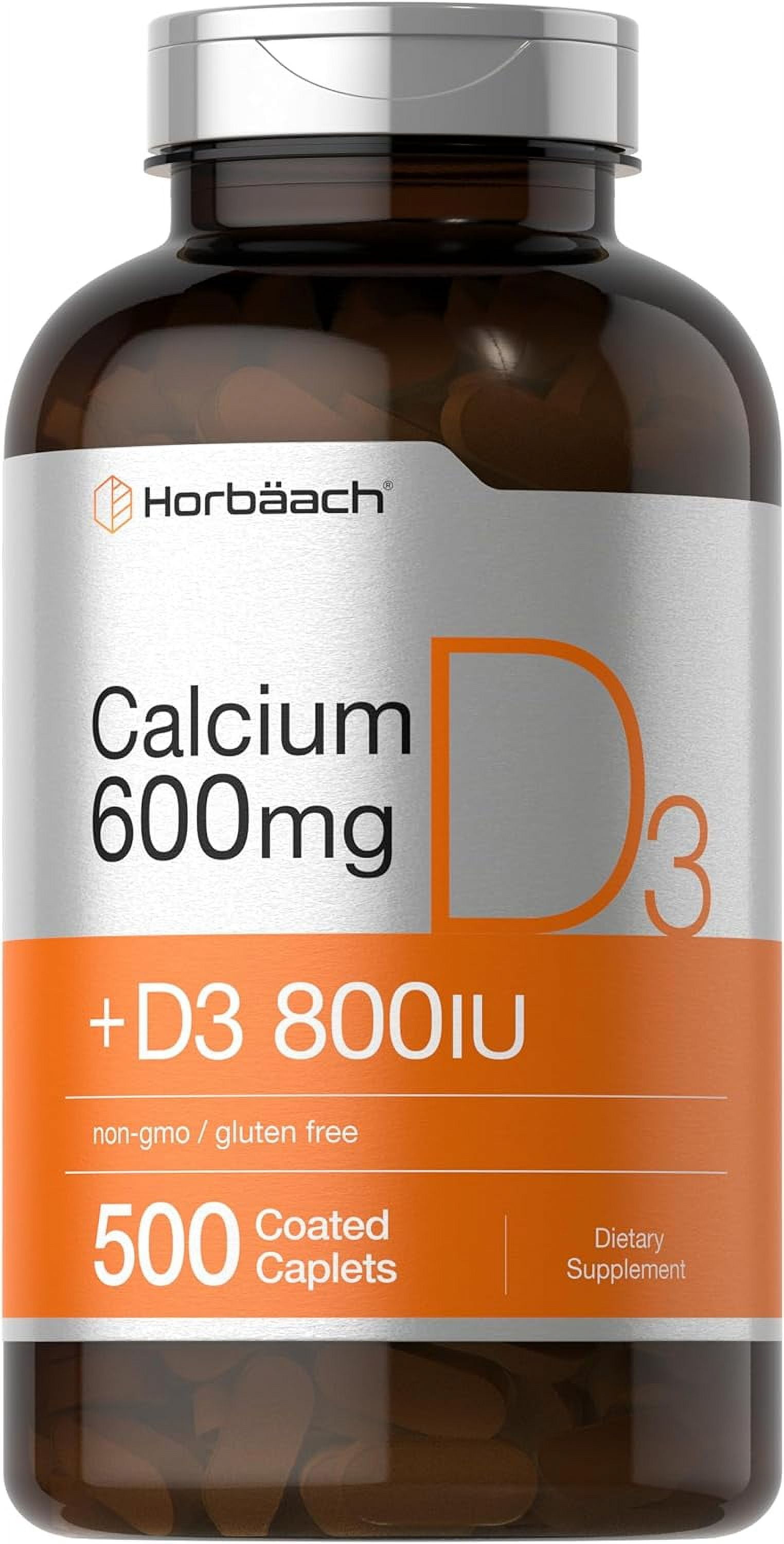 Calcium Supplement with Vitamin D3 | 600 mg | 500 Coated Caplets | Non ...