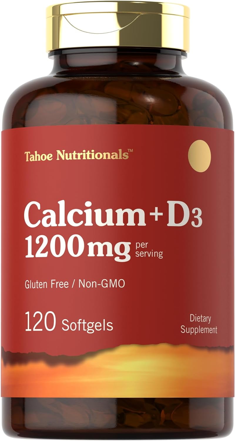 Tahoe Nutritionals Calcium + D3, 1200mg, 120 Softgels, Non-GMO, Gluten ...