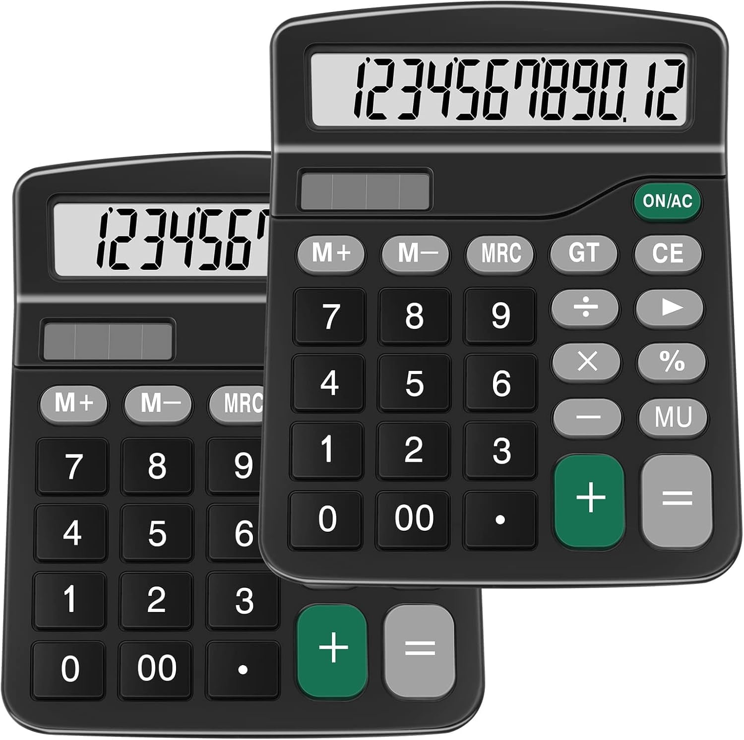 Calculator, 2 Pack Standard Functional Desktop Calculators Solar and AA ...