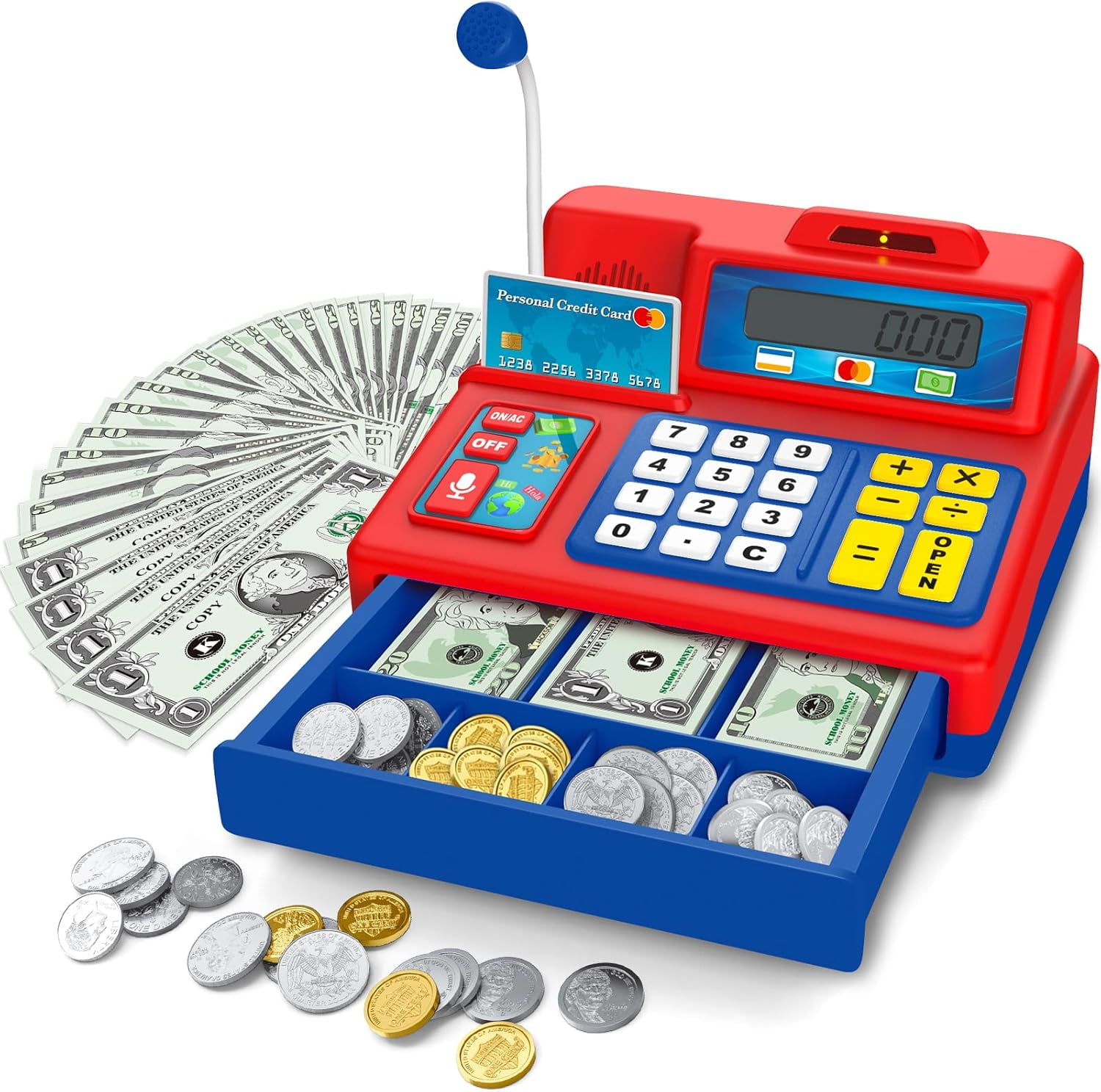 Calculator Cash Register Toy Gift for Kids Age 3, 4, 5, 6, 7, 8+ Year ...