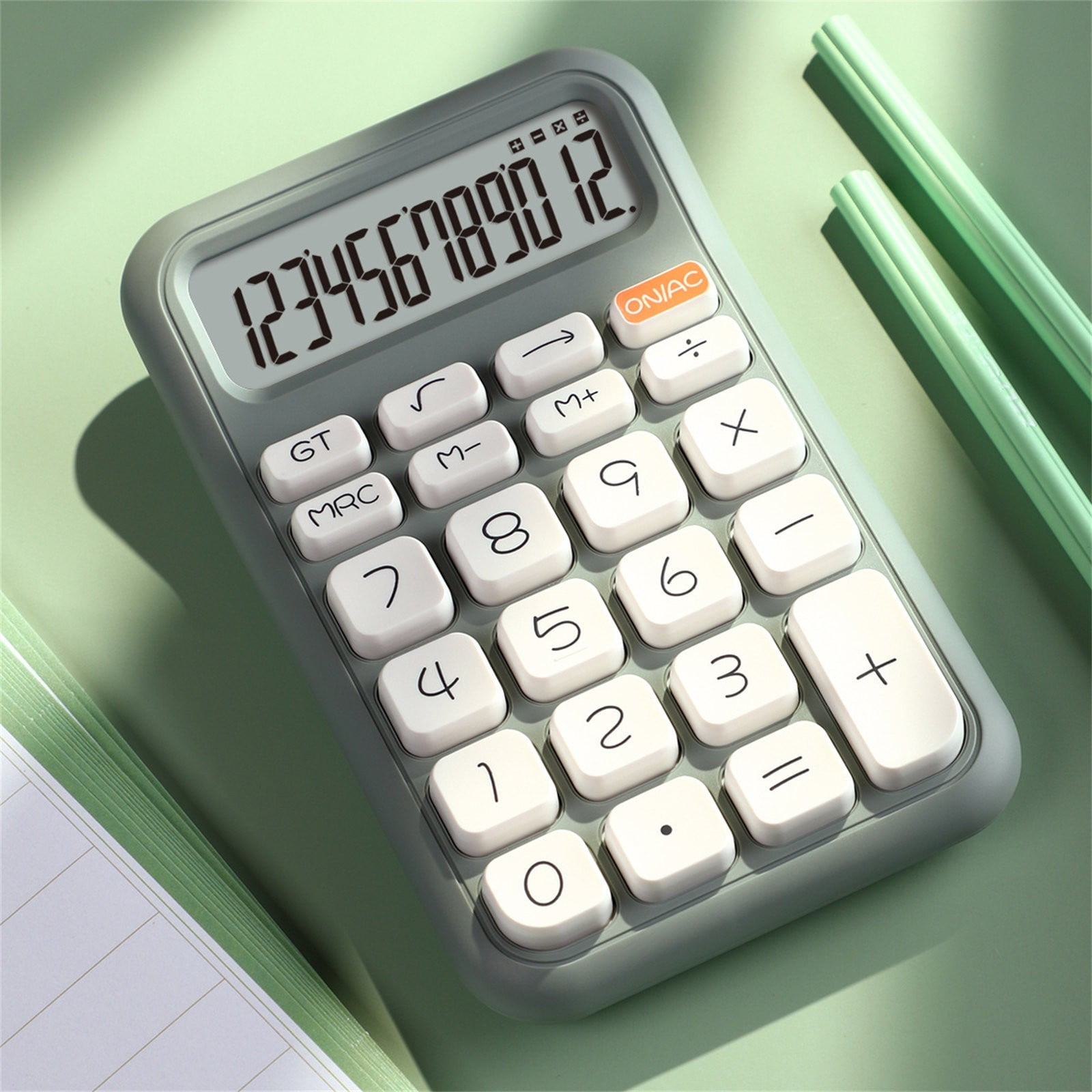 Calculator Matcha Green|Mechanical Calculator 12 Digits Large LCD Display Purple Calculator Big ...