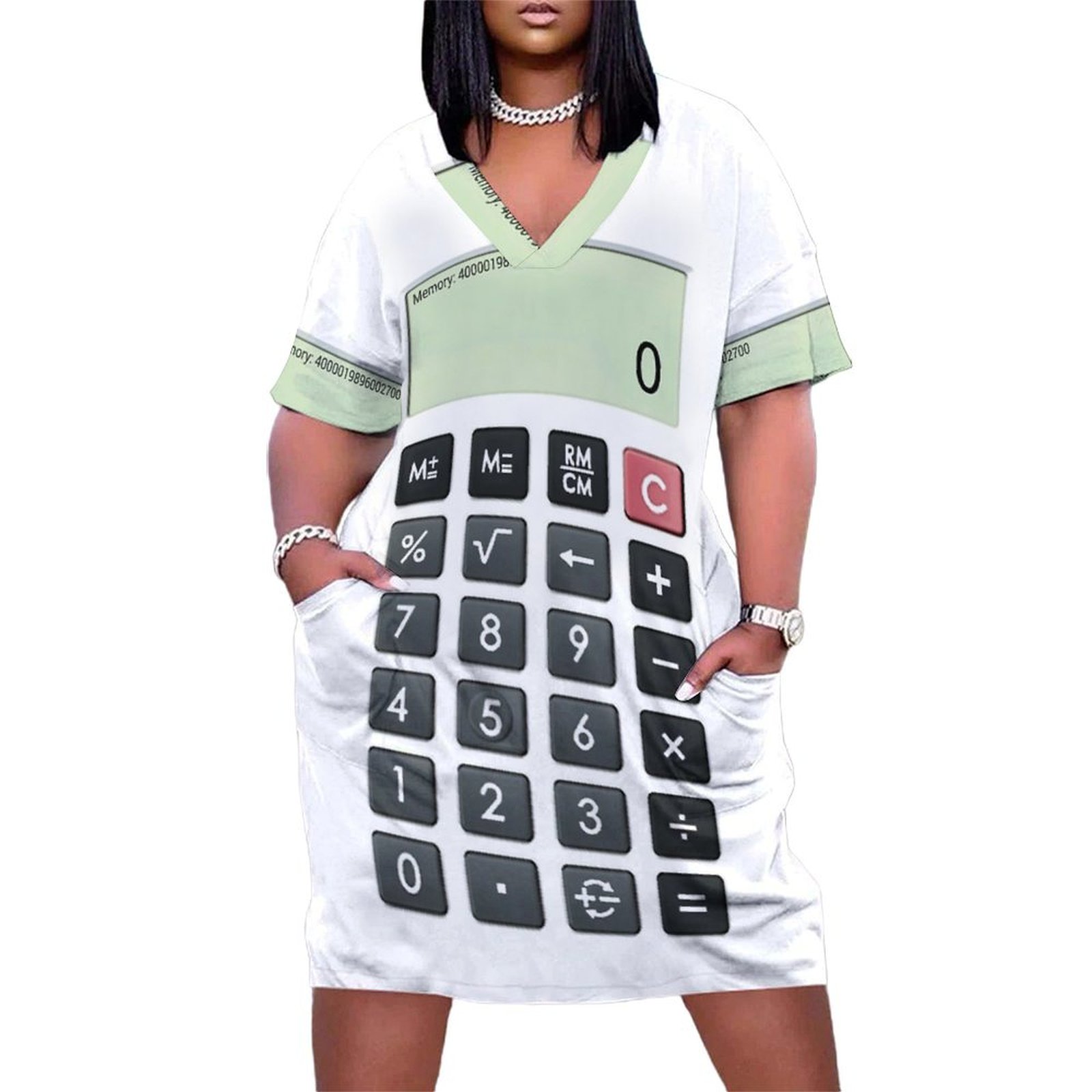 Calculator Summer Dresses for Women Plus Size Sundress Short Sleeve V ...