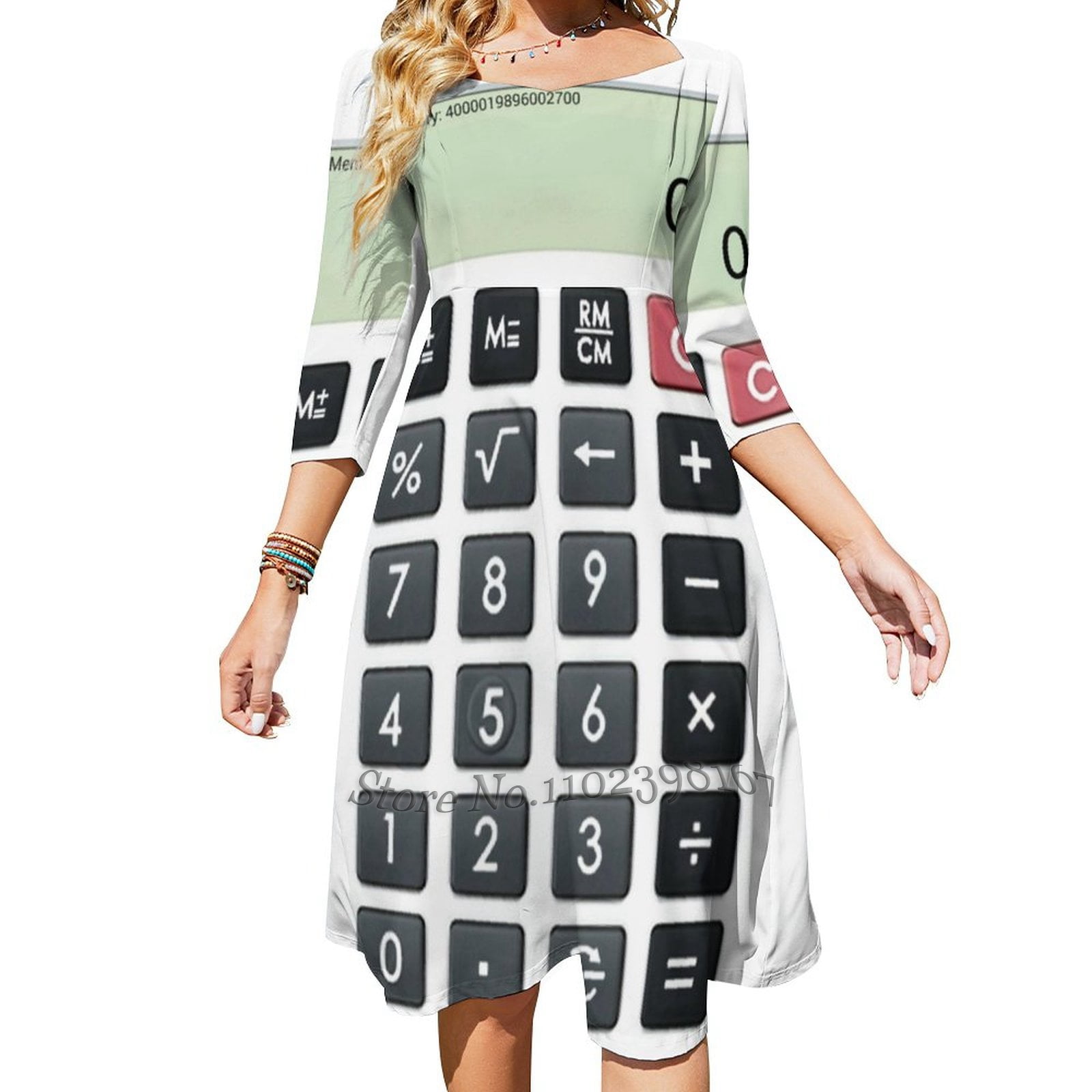 Calculator Sweet Elegant Dress Women Korean Kawaii Square Collar Dress ...