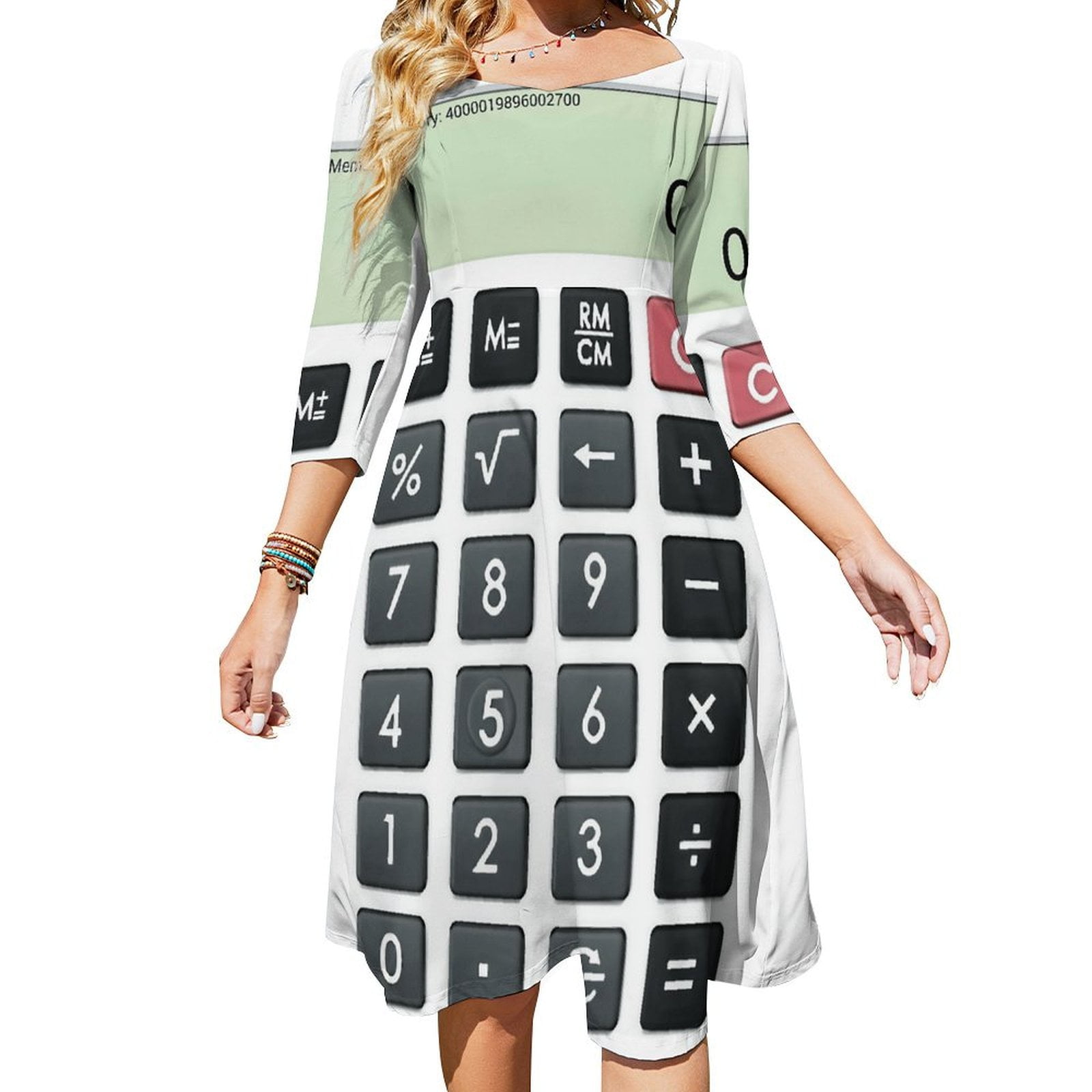 Calculator Sweetheart Knot Flared Dress Fashion Design Large Size Loose ...