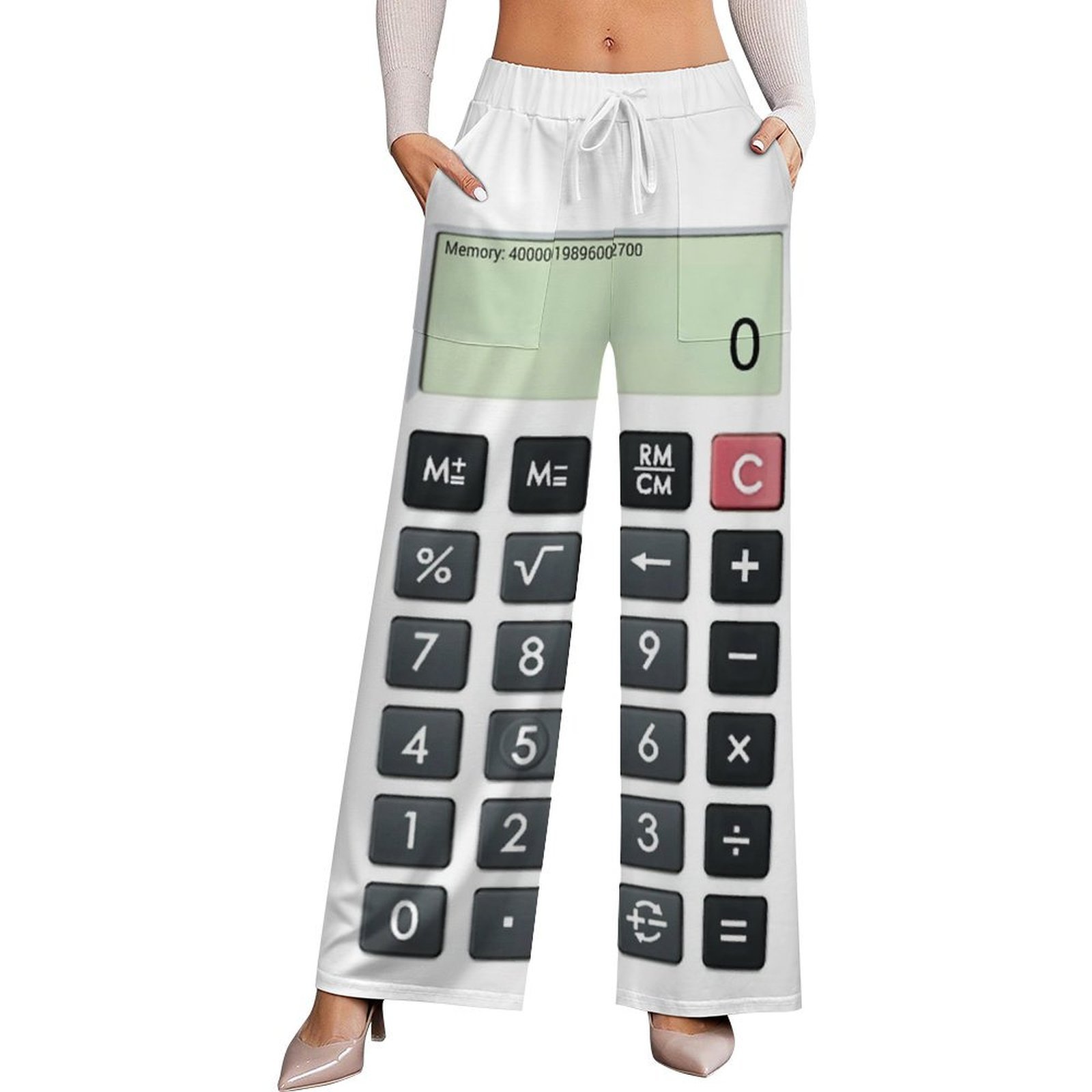 Calculator Women's Casual Wide Leg Pants Comfort Pockets Elastic Waist ...