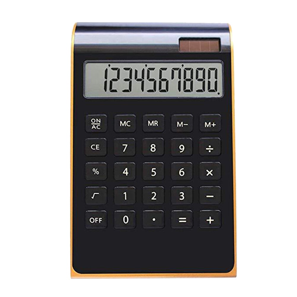 Calculator for Office LCD Display Solar Electronic Compact Gold Border ...