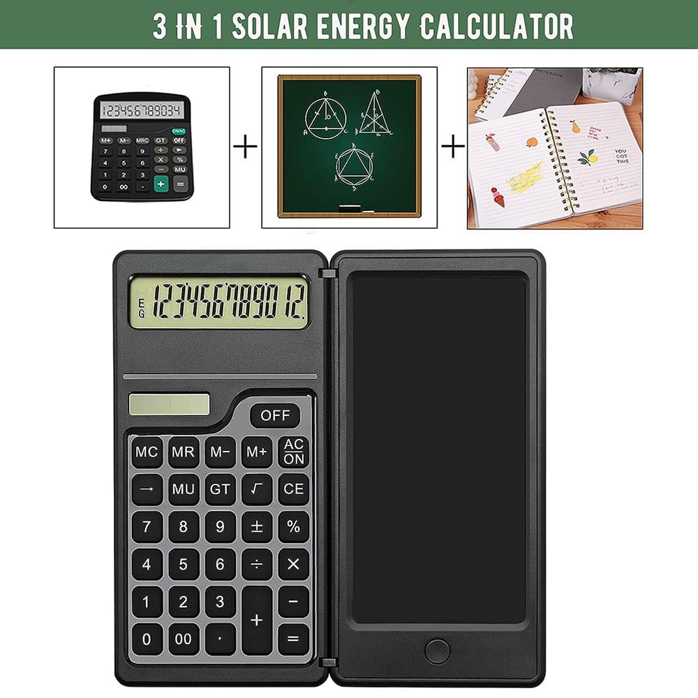 Calculator with notepad, 12-digit large display desk calculator, dual ...