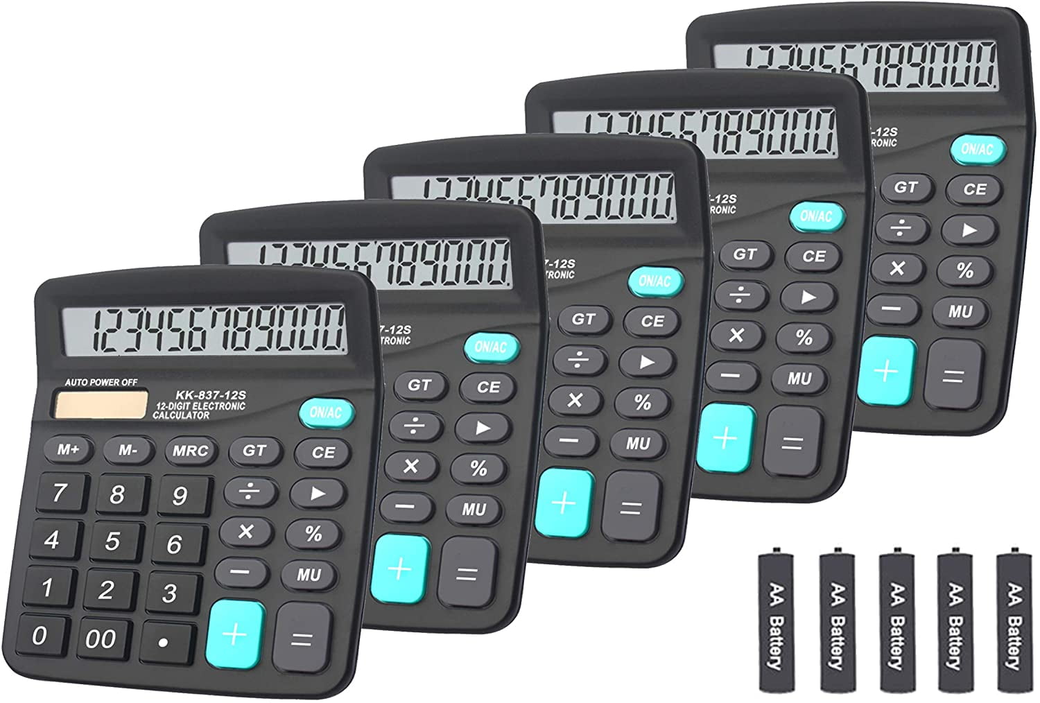 Calculators, BESTWYA 12-Digit Dual Power Handheld Desktop Calculator with Large LCD Display Big ...