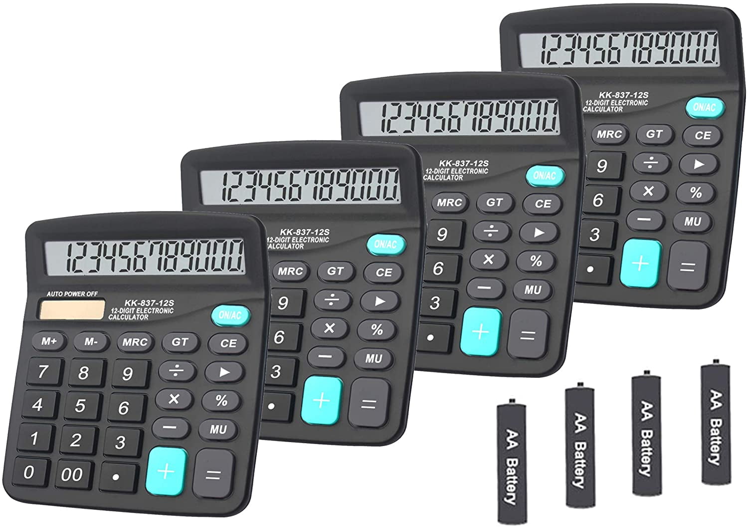 Calculators for Desk, 12-Digit Dual Power Handheld Desktop Calculator ...