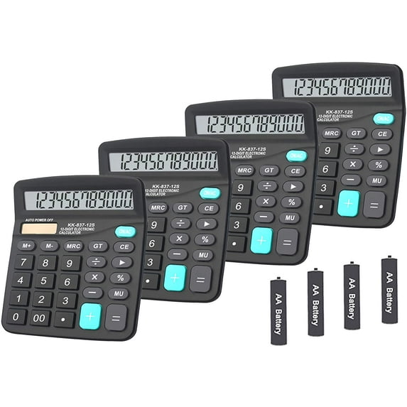 Calculators for Desk, 12-Digit Dual Power Handheld Desktop Calculator ...