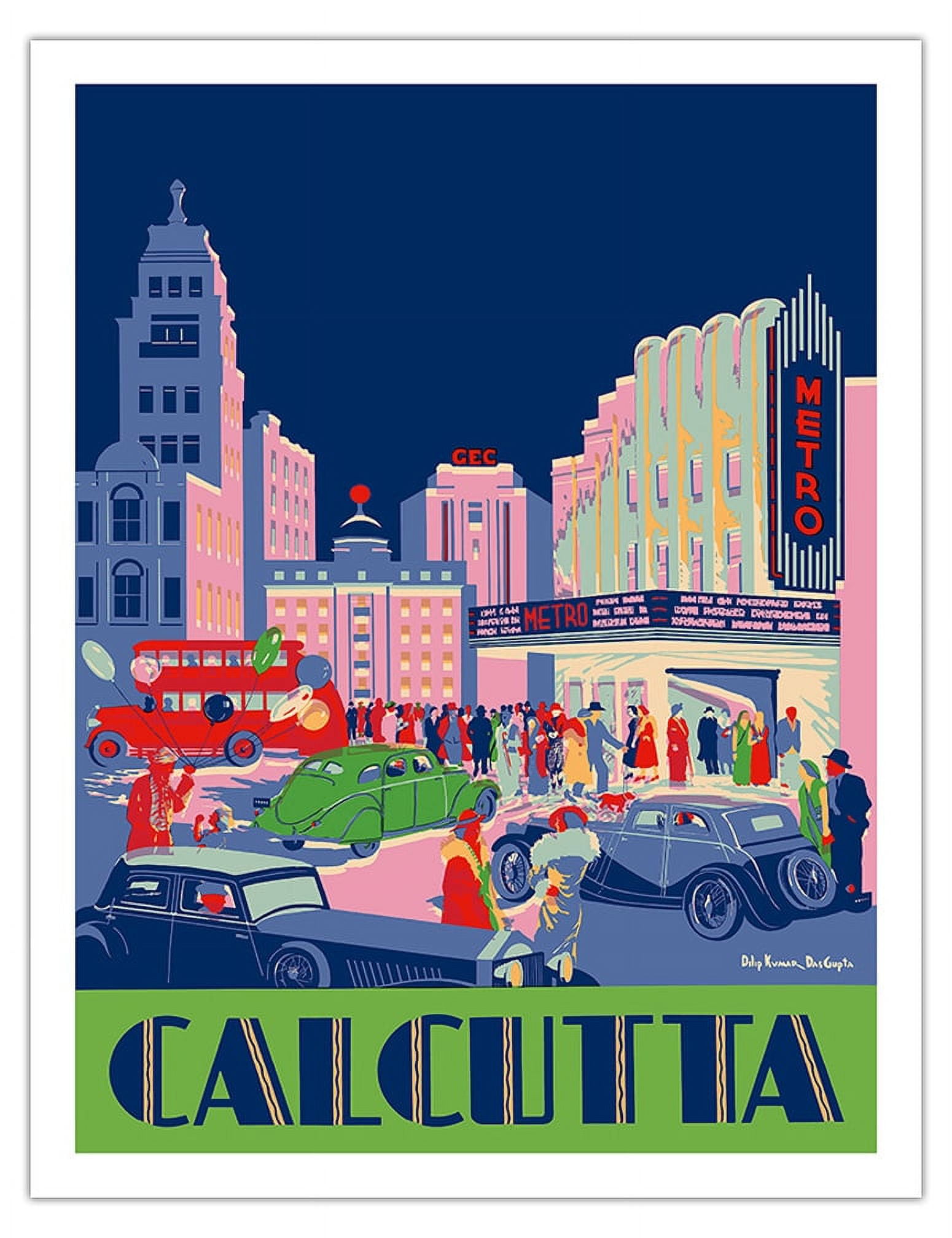 Calcutta India - Metro Cinema - Vintage Travel Poster by Dilip Kumar ...