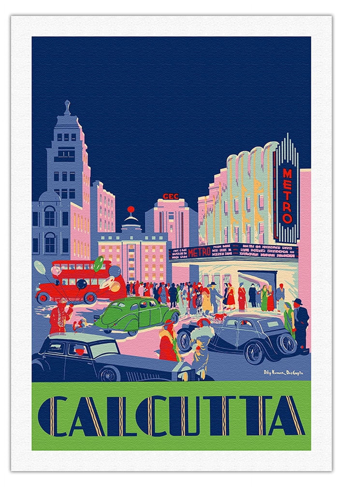 Calcutta India - Metro Cinema - Vintage Travel Poster by Dilip Kumar ...