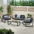 Calderon 4 Piece Outdoor Aluminum Chat Set, Dark Gray - Walmart.com