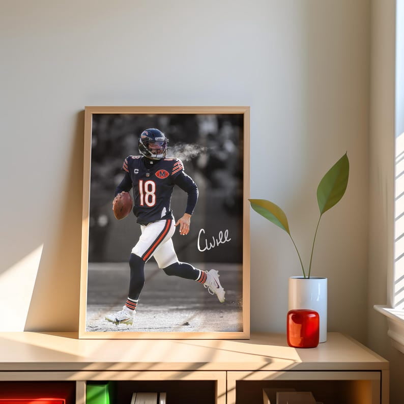 Caleb Williams Chicago Bears Football Action Wall Art, NFL Game Moment ...