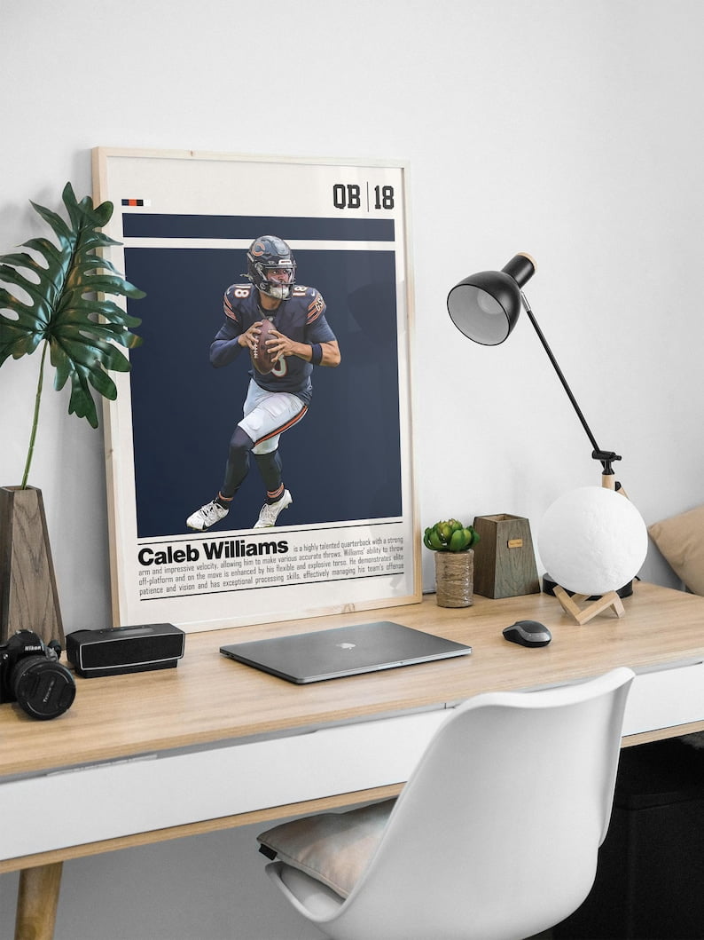 Caleb Williams Chicago Bears Quarterback Wall Art, Modern NFL Football ...