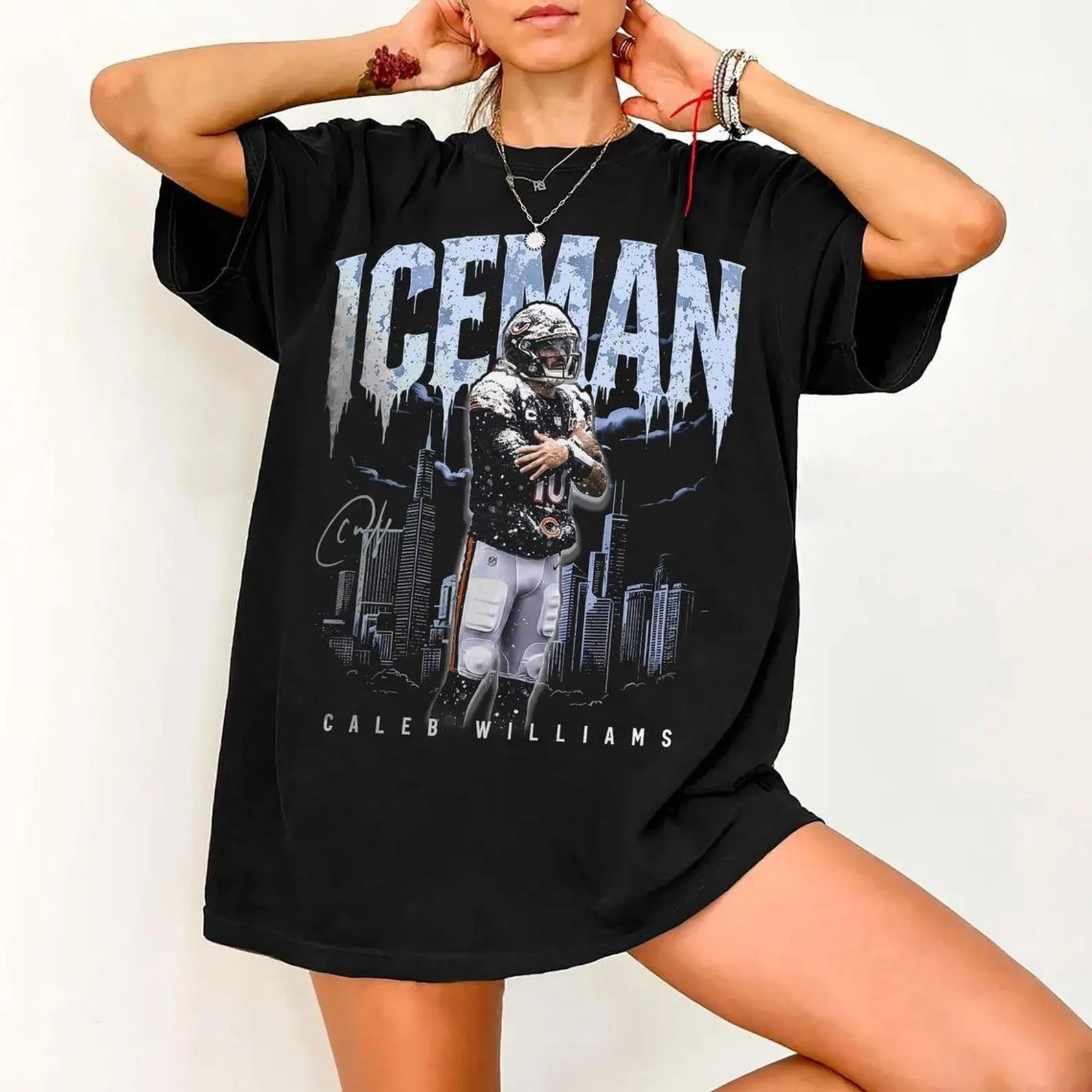 Caleb Williams Iceman Retro T-Shirt, Ch!cago Football Graphic Unisex ...
