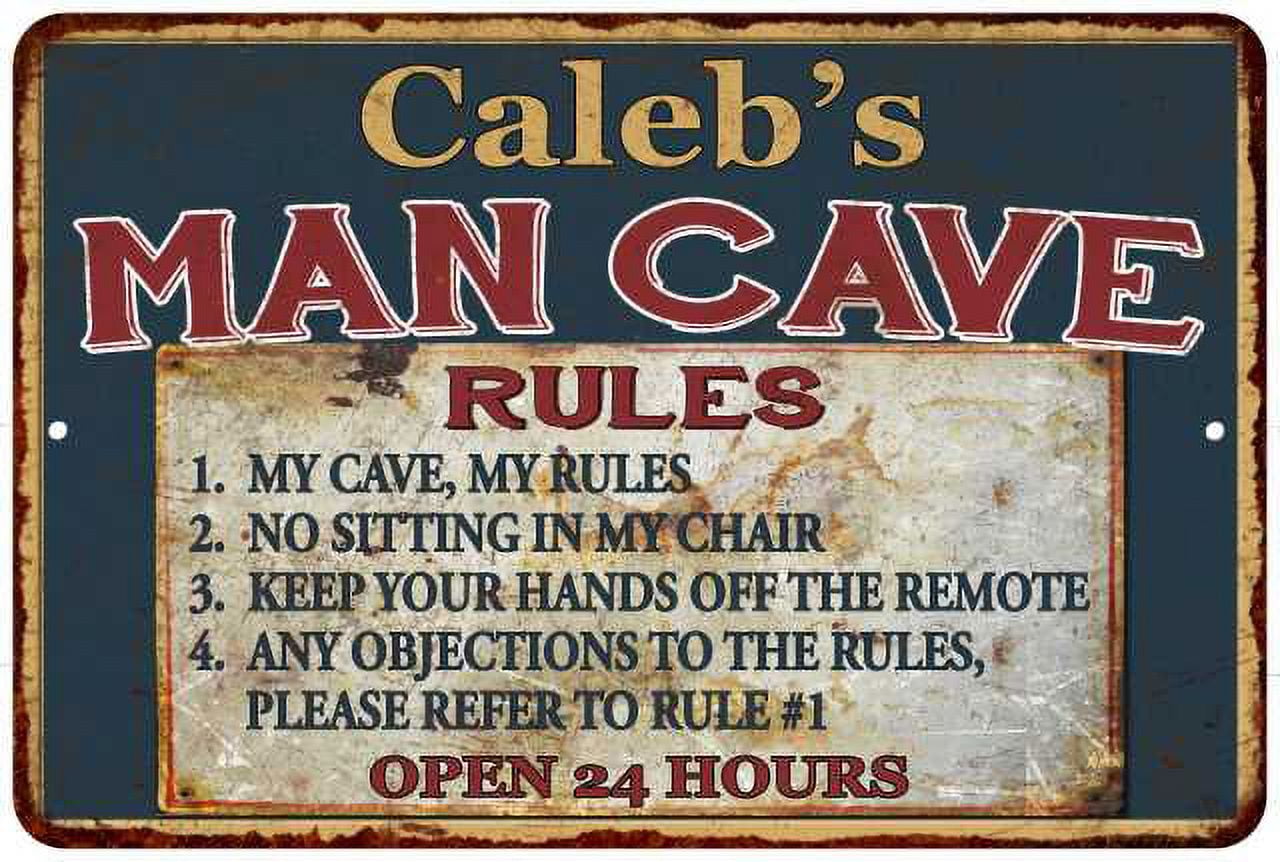 Caleb's Man Cave Rules Chic Rustic Green Sign Home 8x12 Metal ...