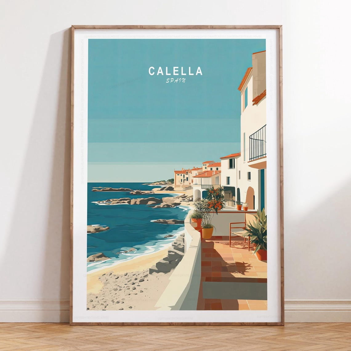 Calella Spain Mediterranean Coastal Print, Unframed Paper Print Size ...