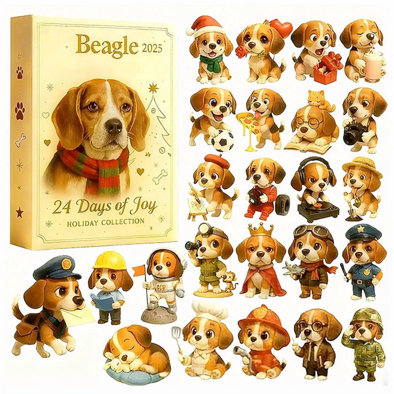 Calendar 2025 Beagle Advent Calendar with 24 Adorable Dog Figurines for ...