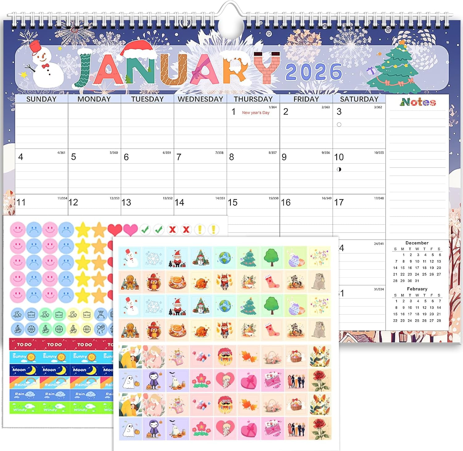 Calendar 2026, Anti Ink Bleed, Durable Thick Paper, Ample Writing Space ...