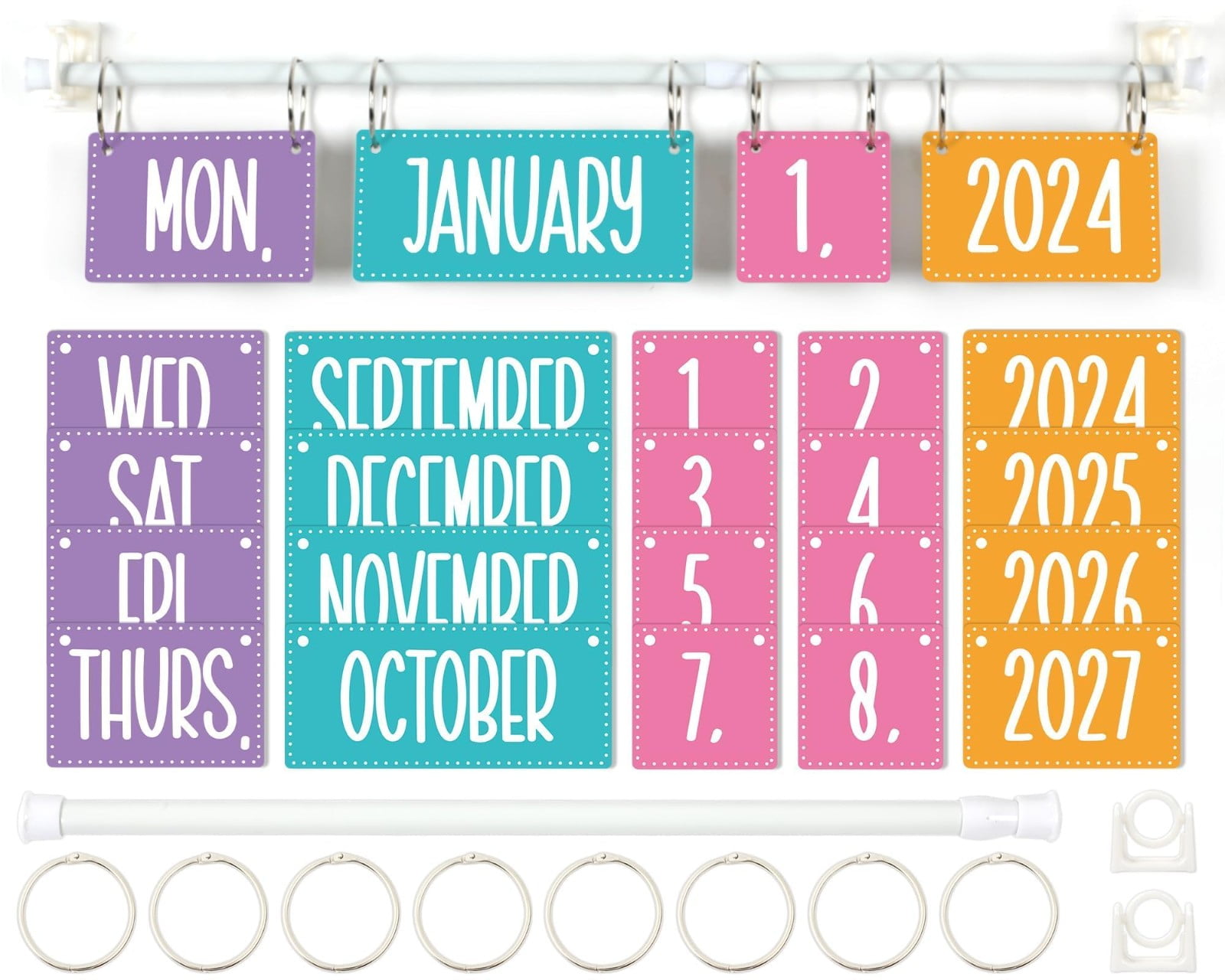 Calendar Bulletin Board Set Rainbow Flip Calendar with Holder ...