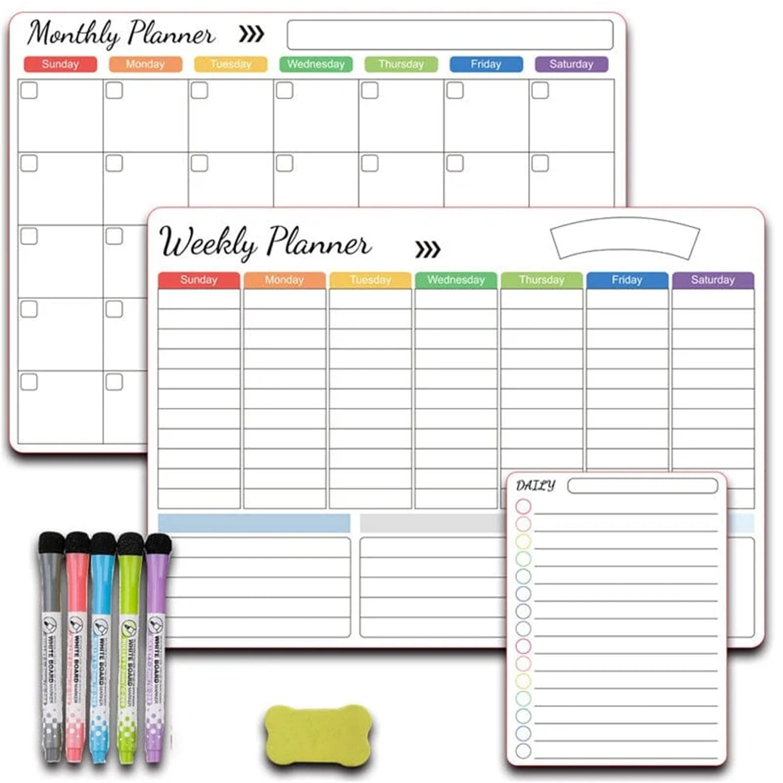 Calendar Bundle: Calendar Whiteboard Set For Refrigerator Wall And ...
