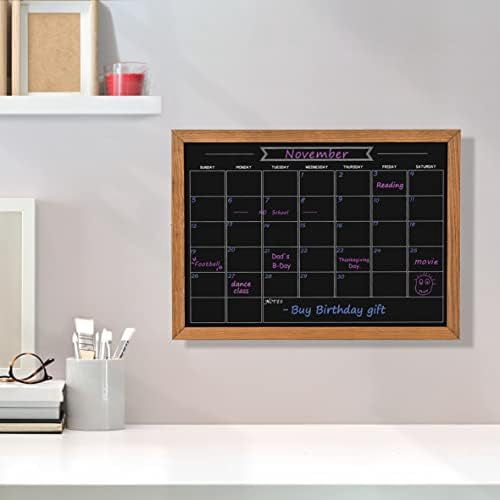 Calendar Chalkboard, 10.6" * 14.6", Magnetic Surface Rustic Brown Solid ...