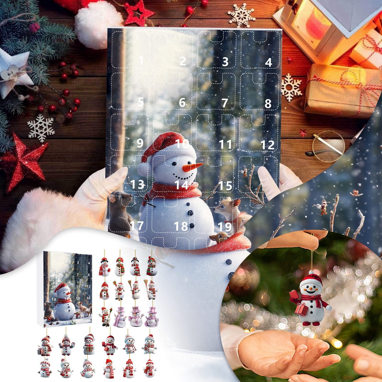 Calendar Christmas Countdown Calendar Cute Snowman Acrylic Pendant ...