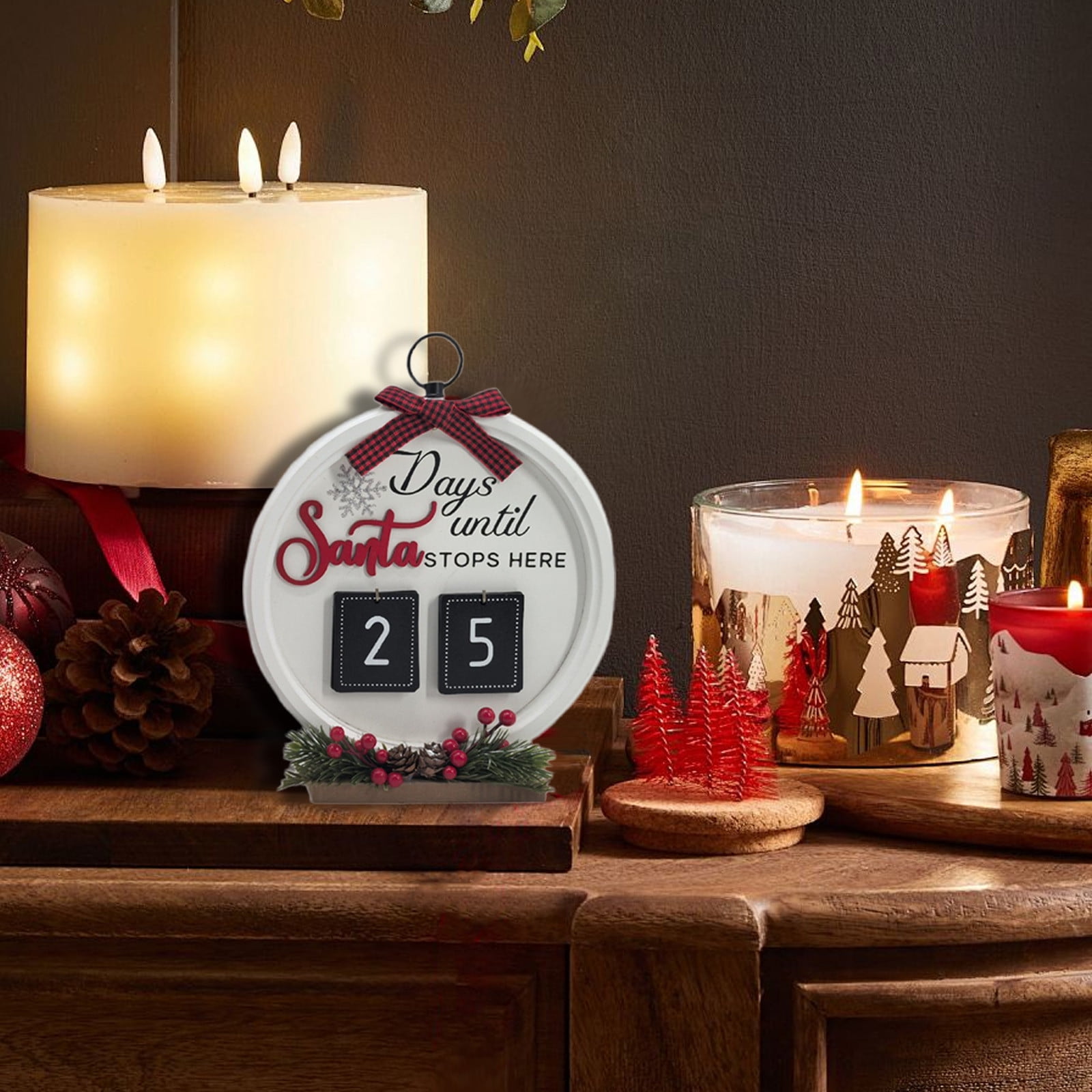 Calendar Christmas Countdown Manual Calendar Decorative Wooden Hanging ...