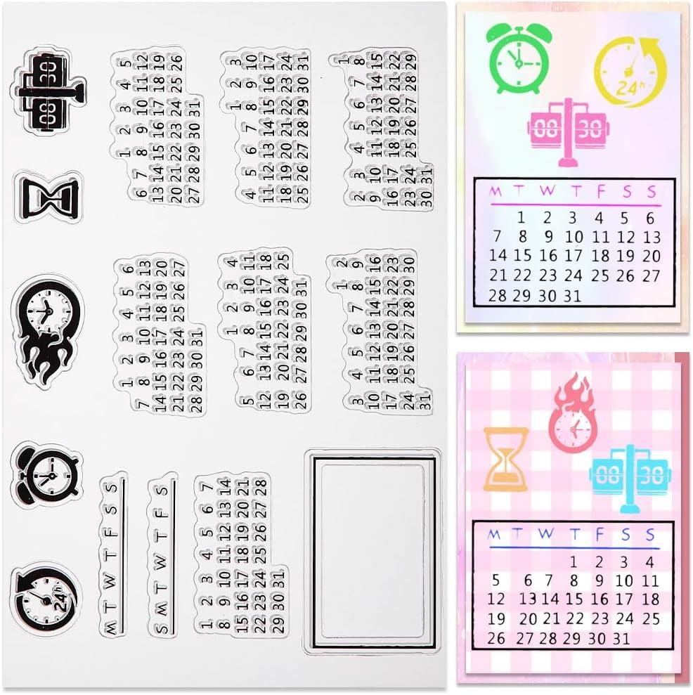 Calendar Clear Stamps Planner Week Month Rubber Silicone Stamp Seal ...
