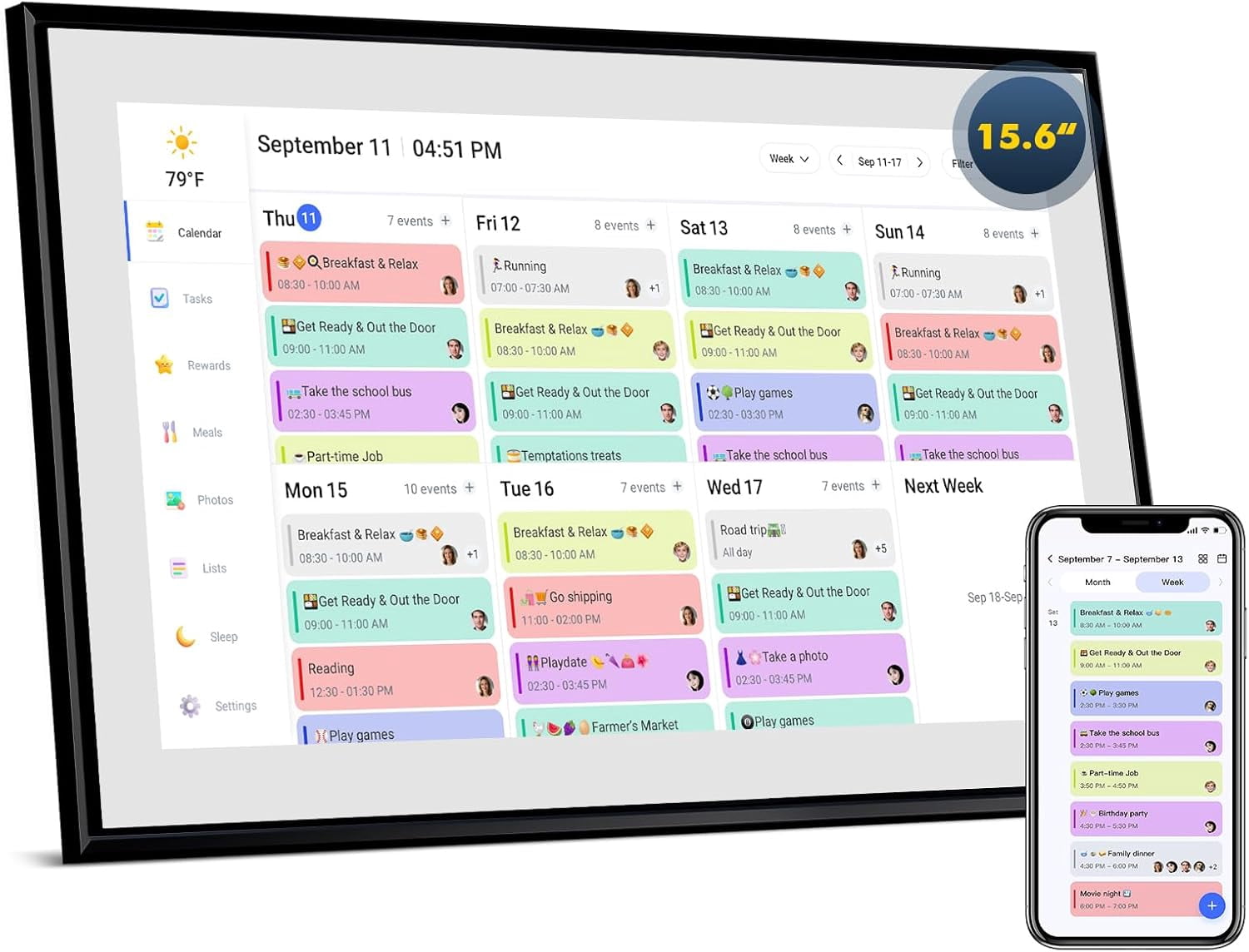 Calendar Digital 15.6 Inch Calendar&Chore Chart, 1920 * 1080P IPS ...