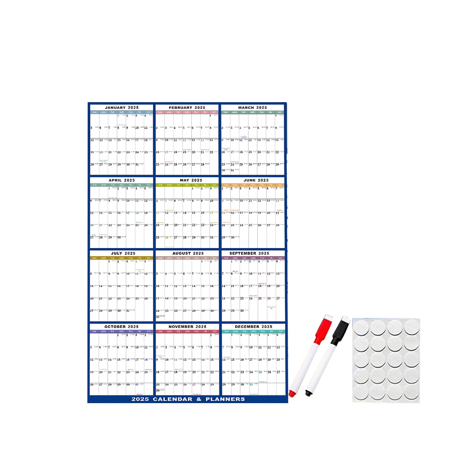Calendar Gifts Double-Sided Laminated Wall Calendar - Erasable Foldable ...
