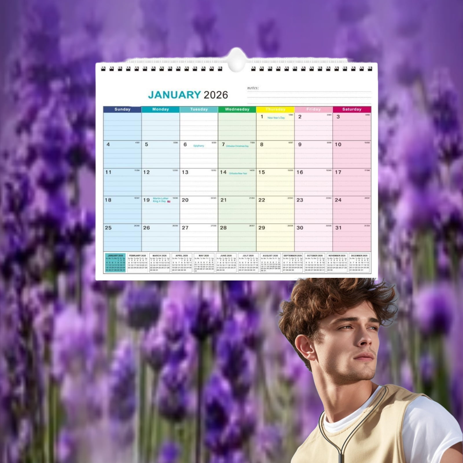 Calendar for Home Decor 2025-2026 Sturdy Double Coil Binding Large ...
