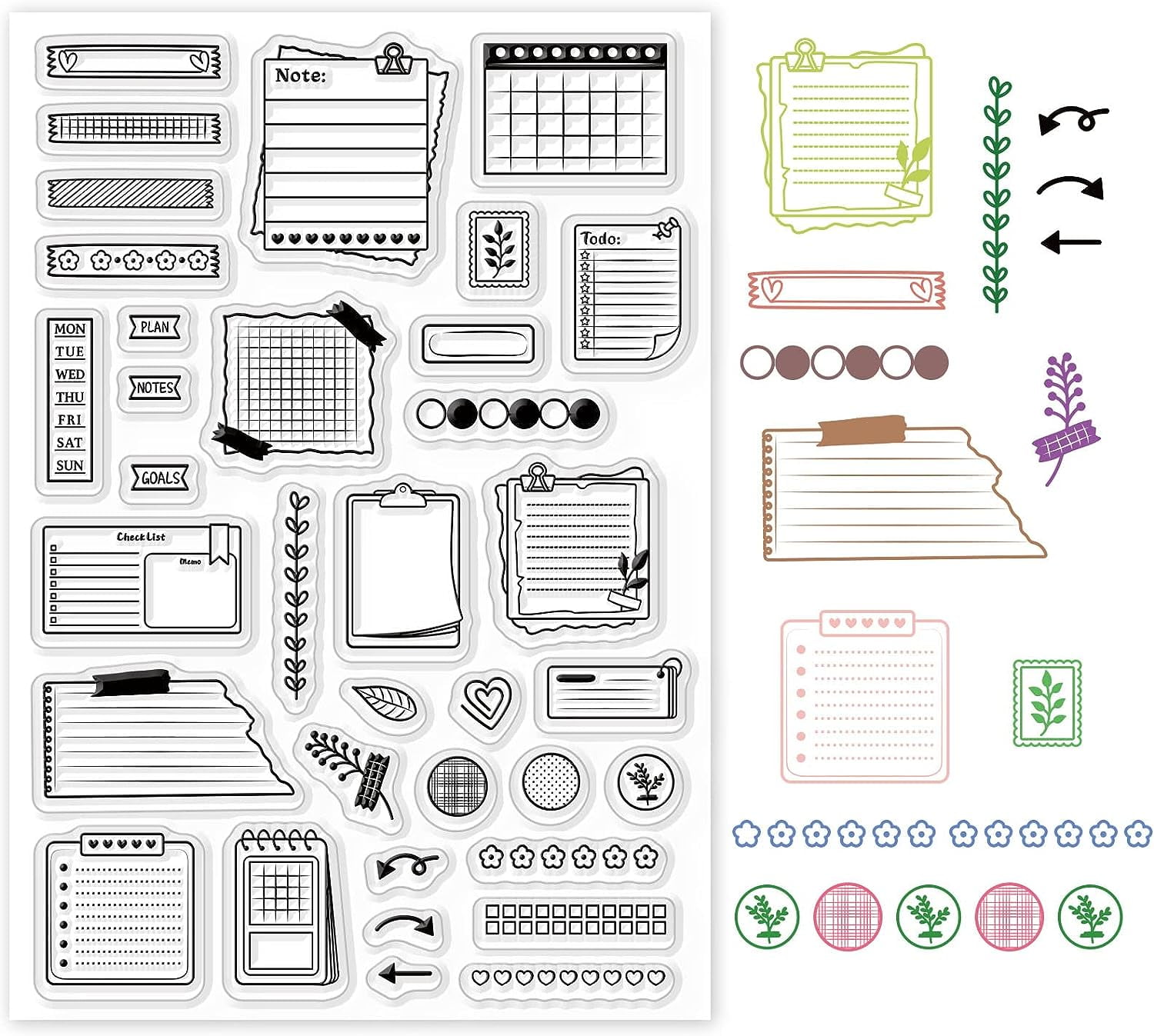 Calendar Label Theme Transparent Stamps with Gridlines Clear Stamp ...