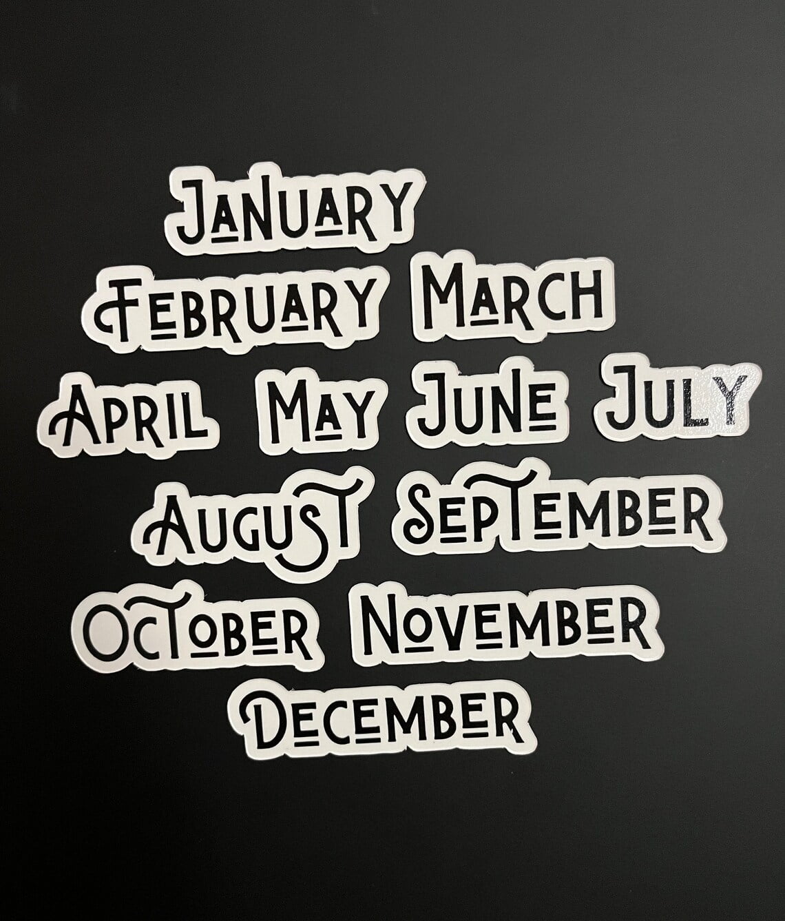 Calendar Magnets Months - Badhorse Font, Black, 1inches - Walmart.com