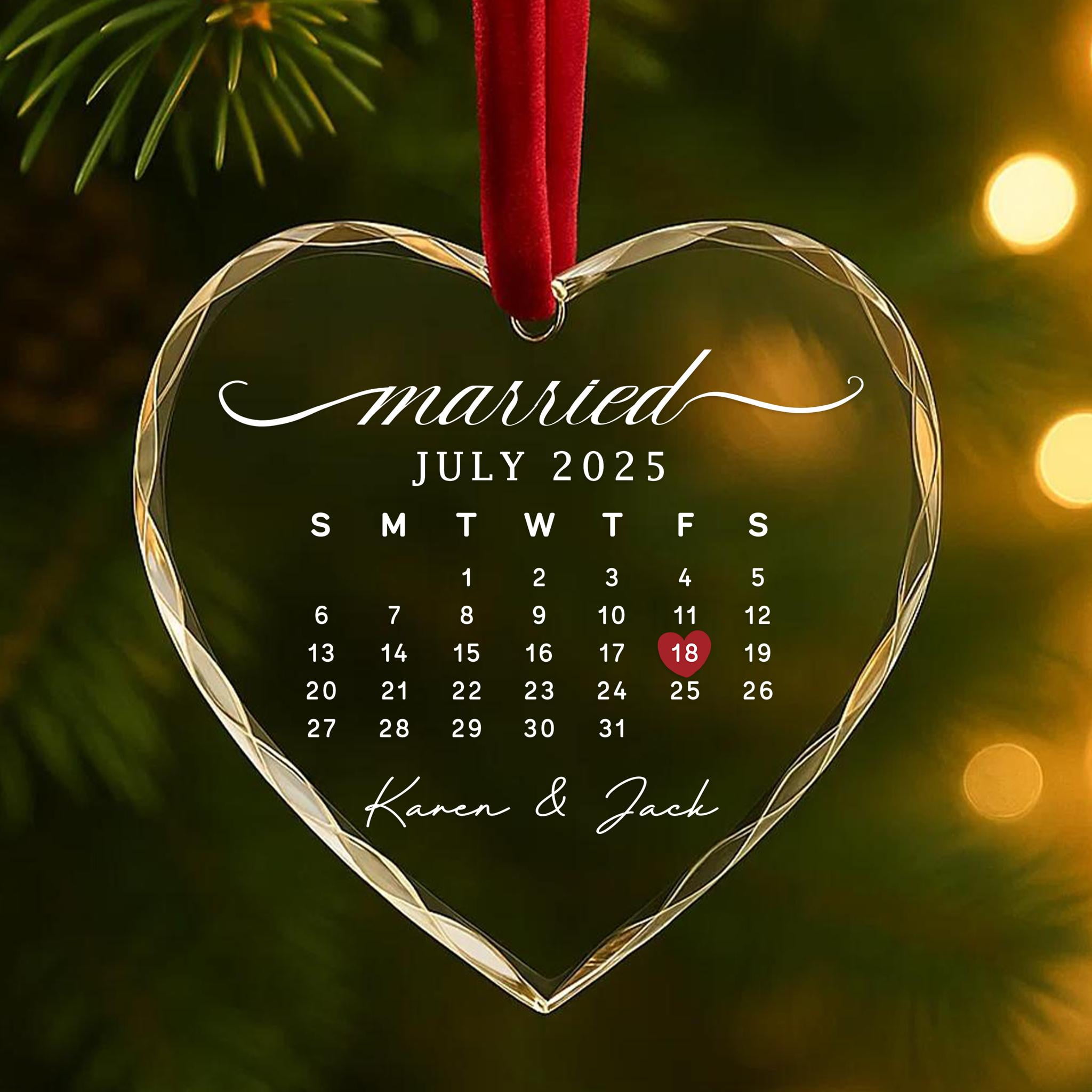 Calendar Married Ornament Personalized | Wedding Gift for Couple ...