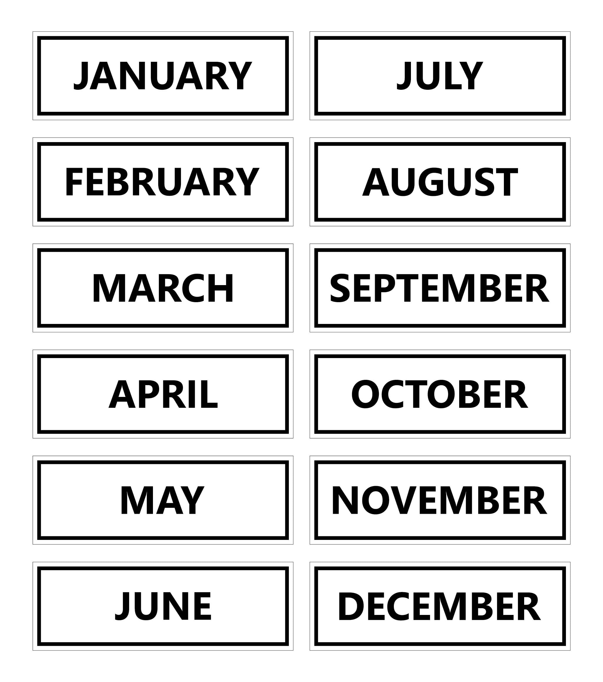 Calendar Month Magnets (Non-Abbreviated) by DCM Solutions (Black ...